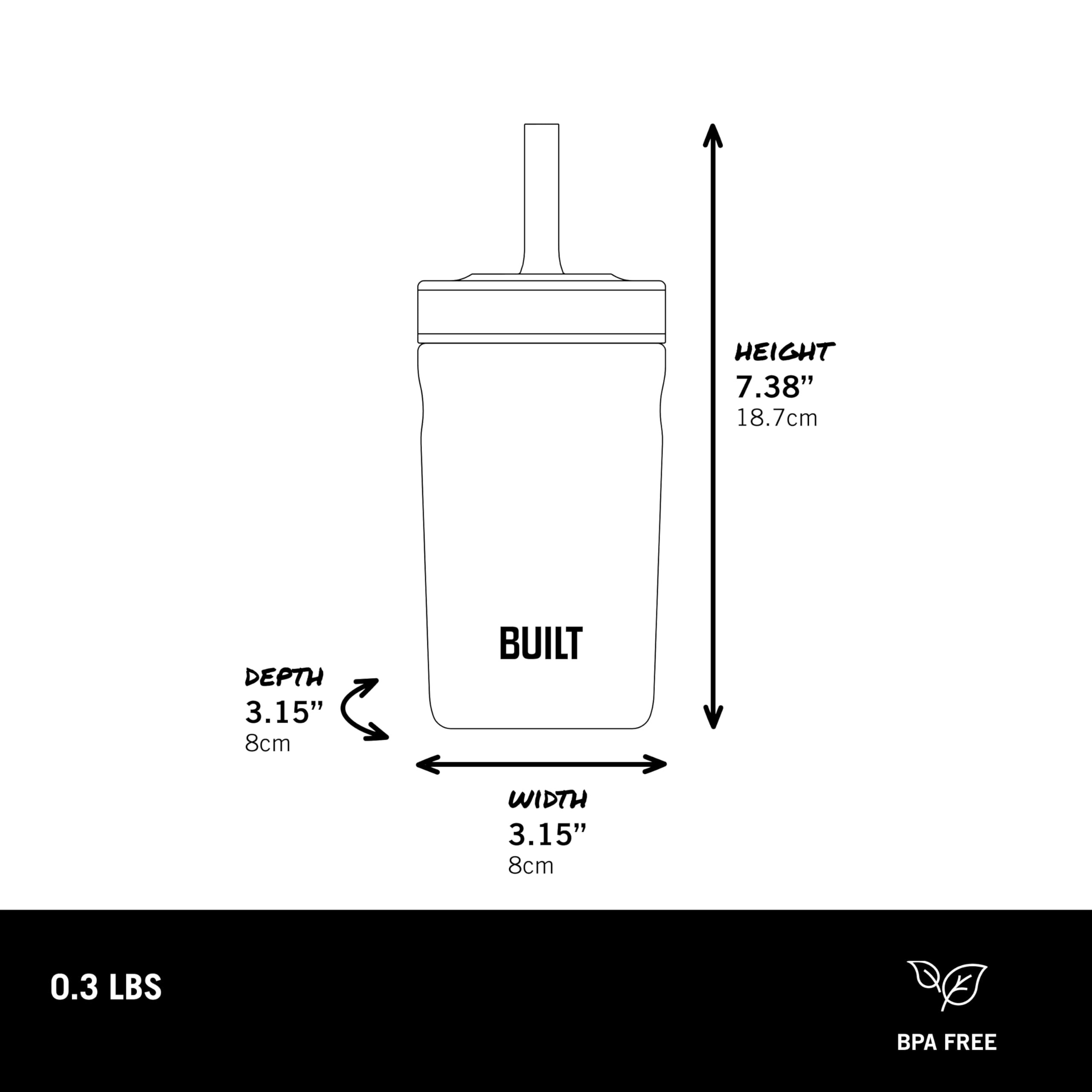 BUILT 16 fl oz Single-Walled Tritan Straw Seal Bedford Tumbler, Straw Lid Spill-resistant Travel Cup Keep Drinks Cold for Home Travel, Purple Sunset