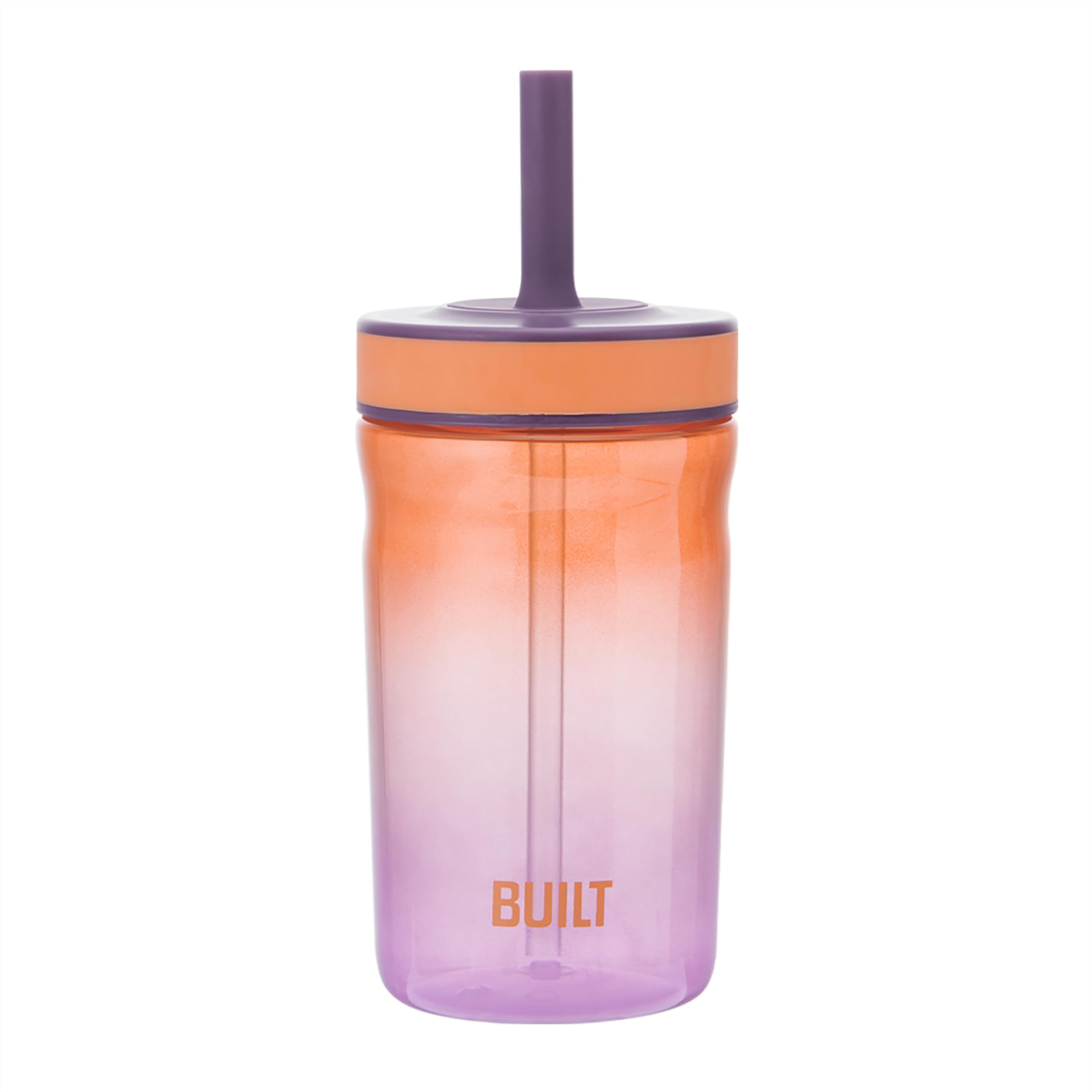 BUILT 16 fl oz Single-Walled Tritan Straw Seal Bedford Tumbler, Straw Lid Spill-resistant Travel Cup Keep Drinks Cold for Home Travel, Purple Sunset