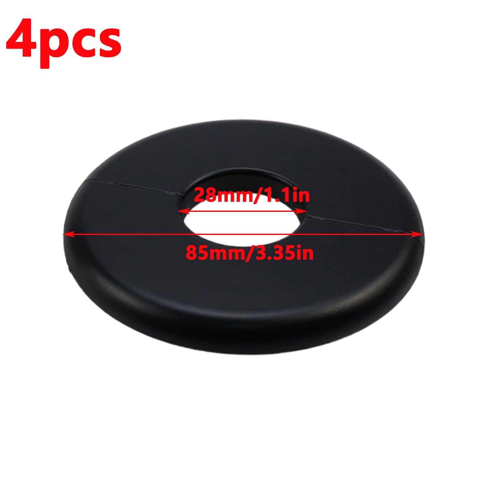 Antrader Wall Split Flange,4PCS Round Escutcheon Plate Cover Black ABS Plastic Wall Hole Decorative Cover Faucet Decorative Cover,28mm Diameter Hole