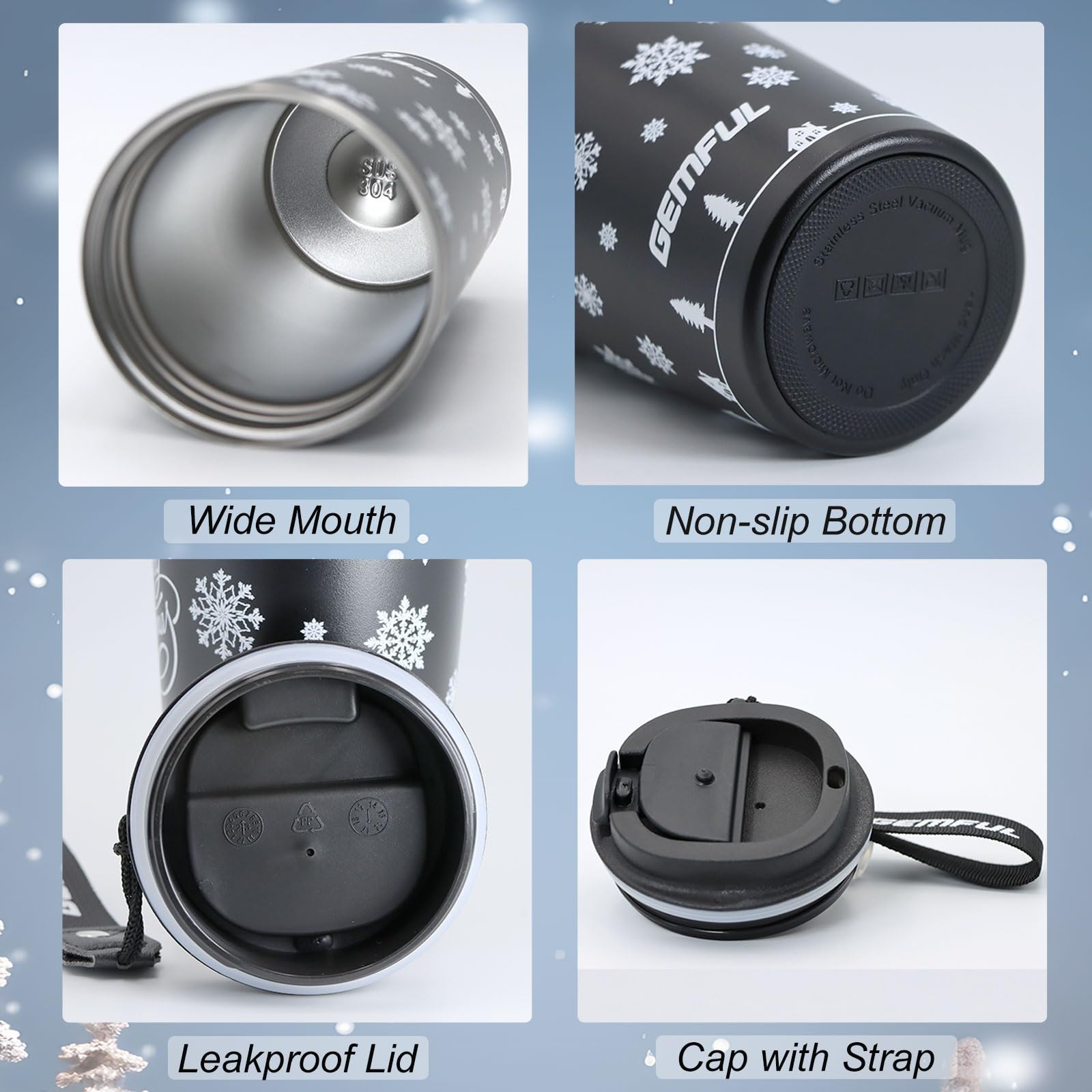 GEMFUL Travel Coffee Tumbler for Men Husband 17oz Reusable Insulated Mug Presents for Dad