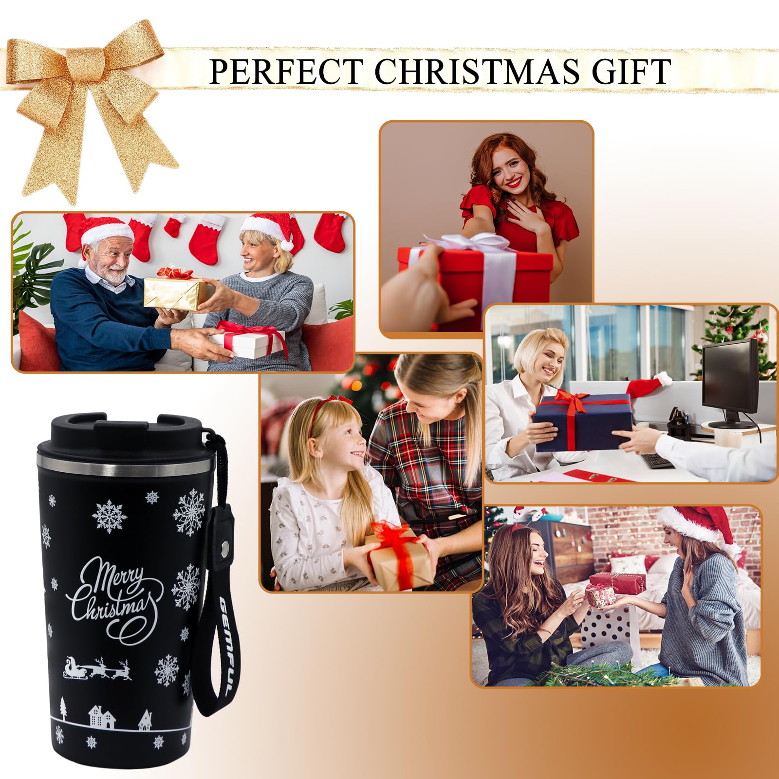 GEMFUL Travel Coffee Tumbler for Men Husband 17oz Reusable Insulated Mug Presents for Dad