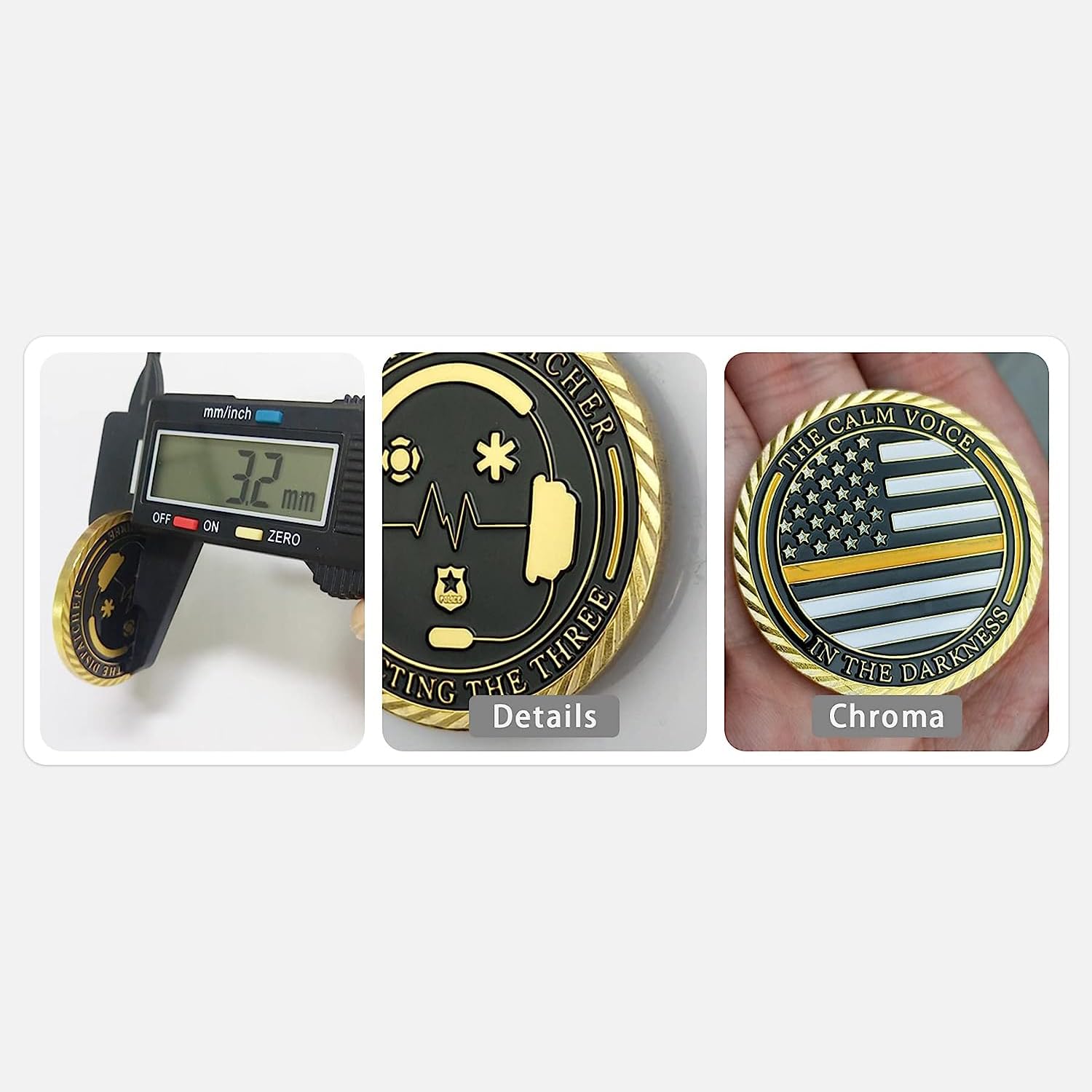 Thin Gold Line Challenge Coin Emergency Dispatcher for First Responders Gift