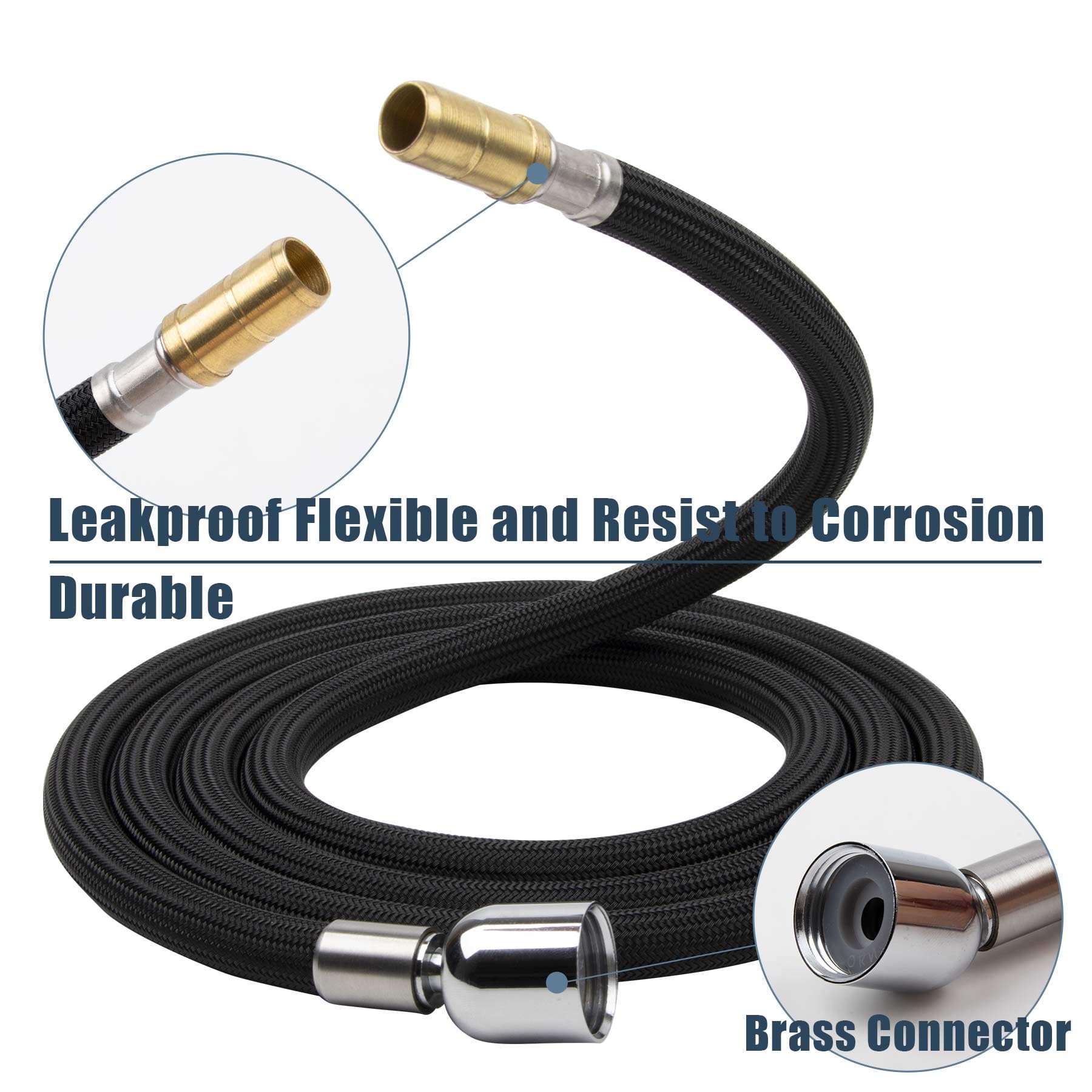 Kitchen Hose for Kohler Kitchen Faucet Parts K-1219935-BC,Pull Down Faucet Hose Replacement K-1304674-BC, Chrome Finish, 68 Inches