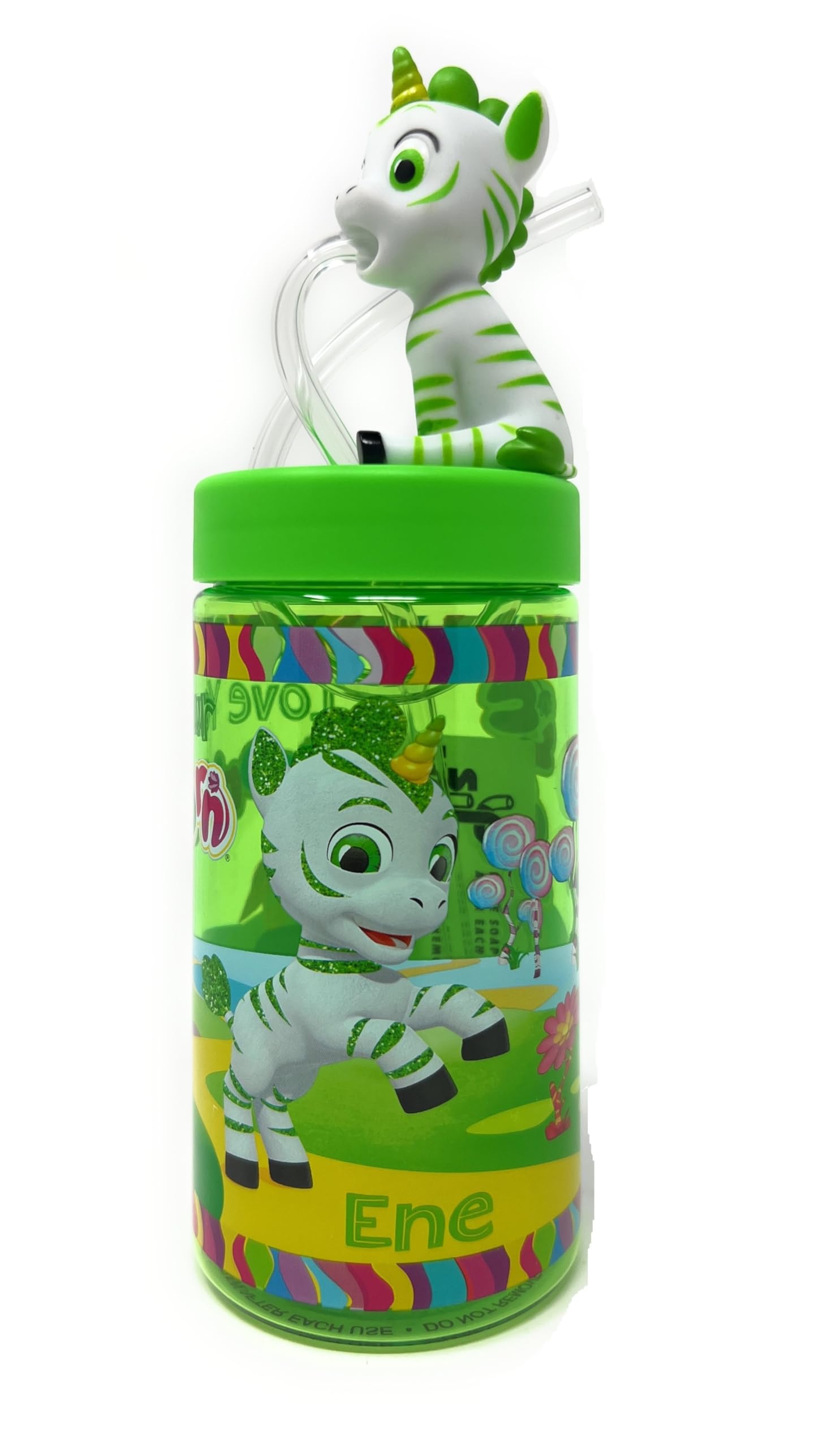 Sip with ME Ene Zoonicorn Cup, Kids Water Bottle, Toddler Cups, Tumbler with Lid and Straw, Travel Sippy Cup for Water or Milk, Kids Cups with Lids for Toddlers 3 and Up, BPA Free Plastic, 12 oz