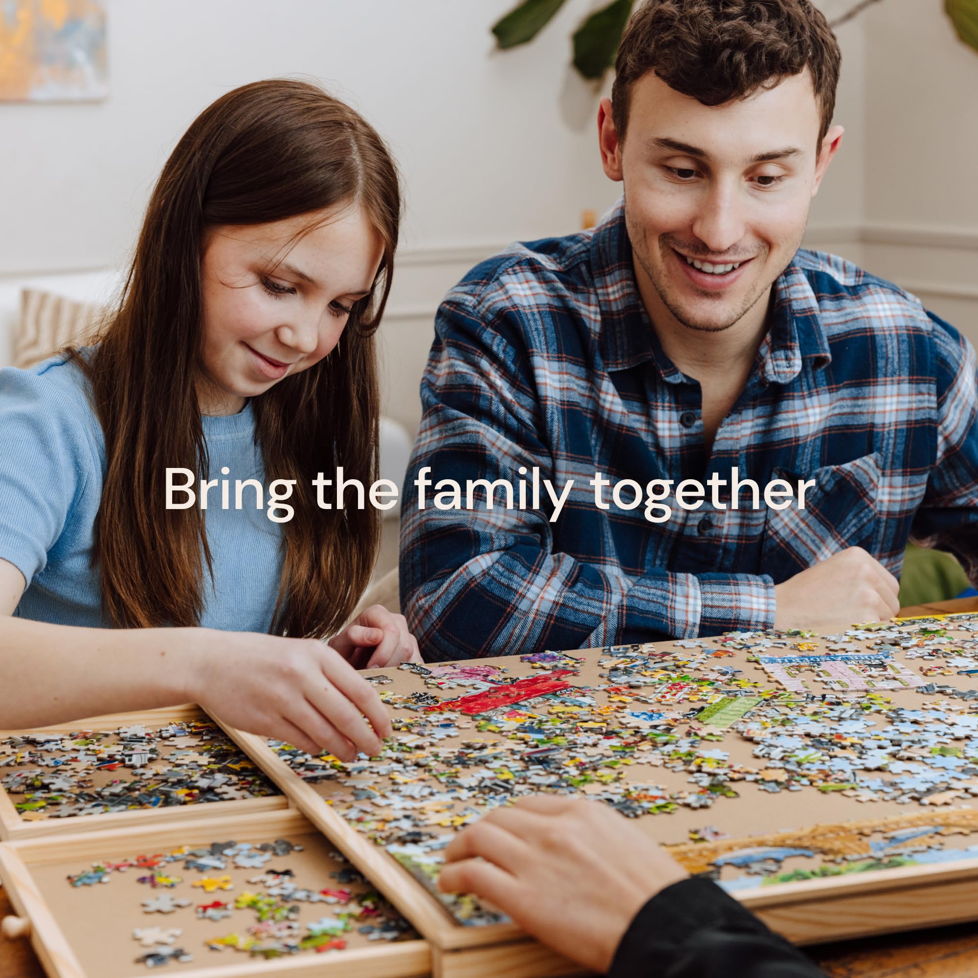 PlayVibe 1500 Piece Rotating Puzzle Board with Drawers and Cover - Sturdy Jigsaw Puzzle Table with 6 Drawers 26" x 35" - Portable Puzzles Boards with Lazy Susan, Wooden, Spinning Puzzles Accessories