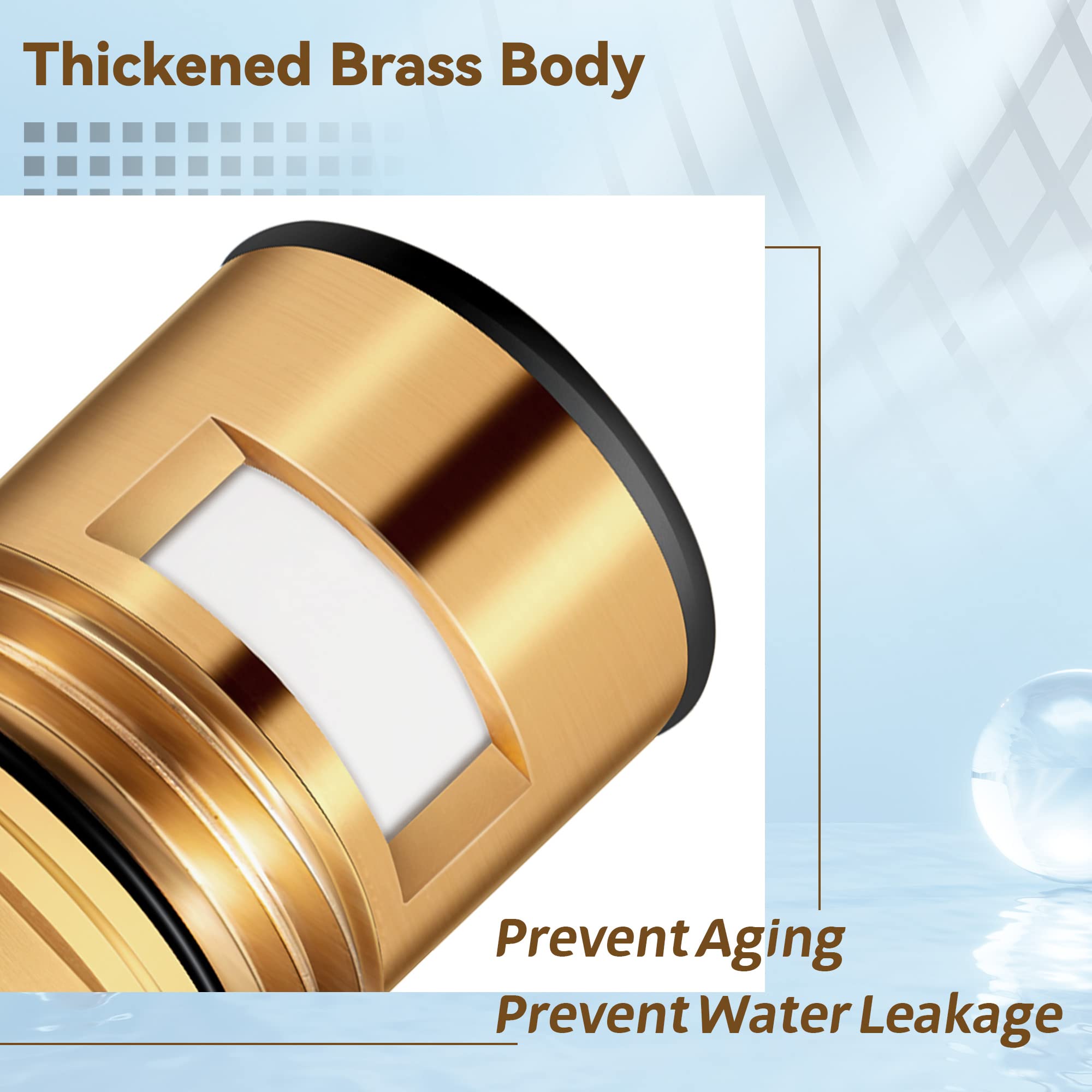 Enhon 3 Pack Faucet Cartridge Compatible with American Standard 994053-0070a or 994053-0070a/H Bathroom Kitchen Bathtub Faucet Stem Replacement, 4z-24h Hot and Cold Replacement Stem, Brass