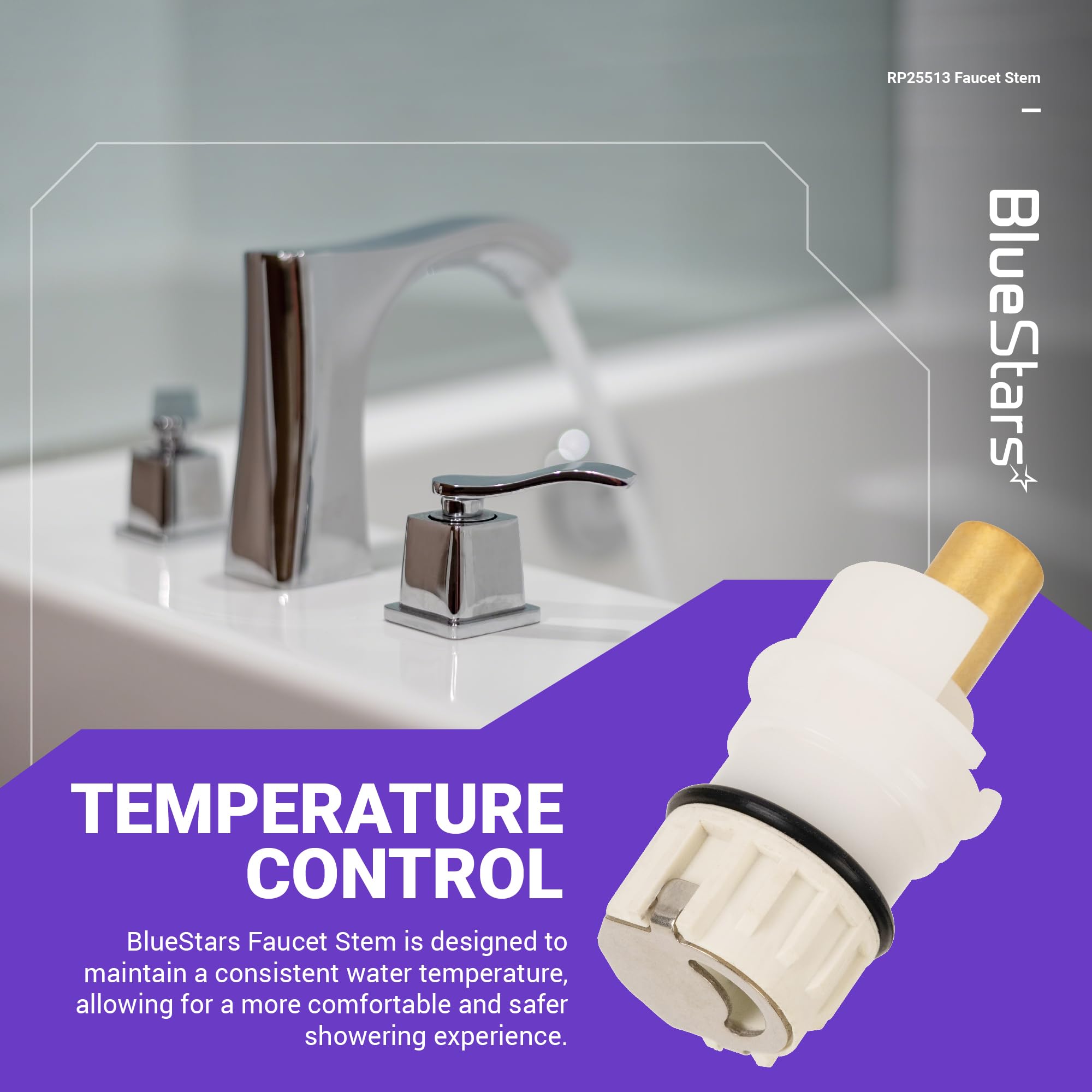 BlueStarts High-Quality RP25513 Faucet Stem - Compatible with Delta Faucet Kit Two Handle Faucets - Pack of 2