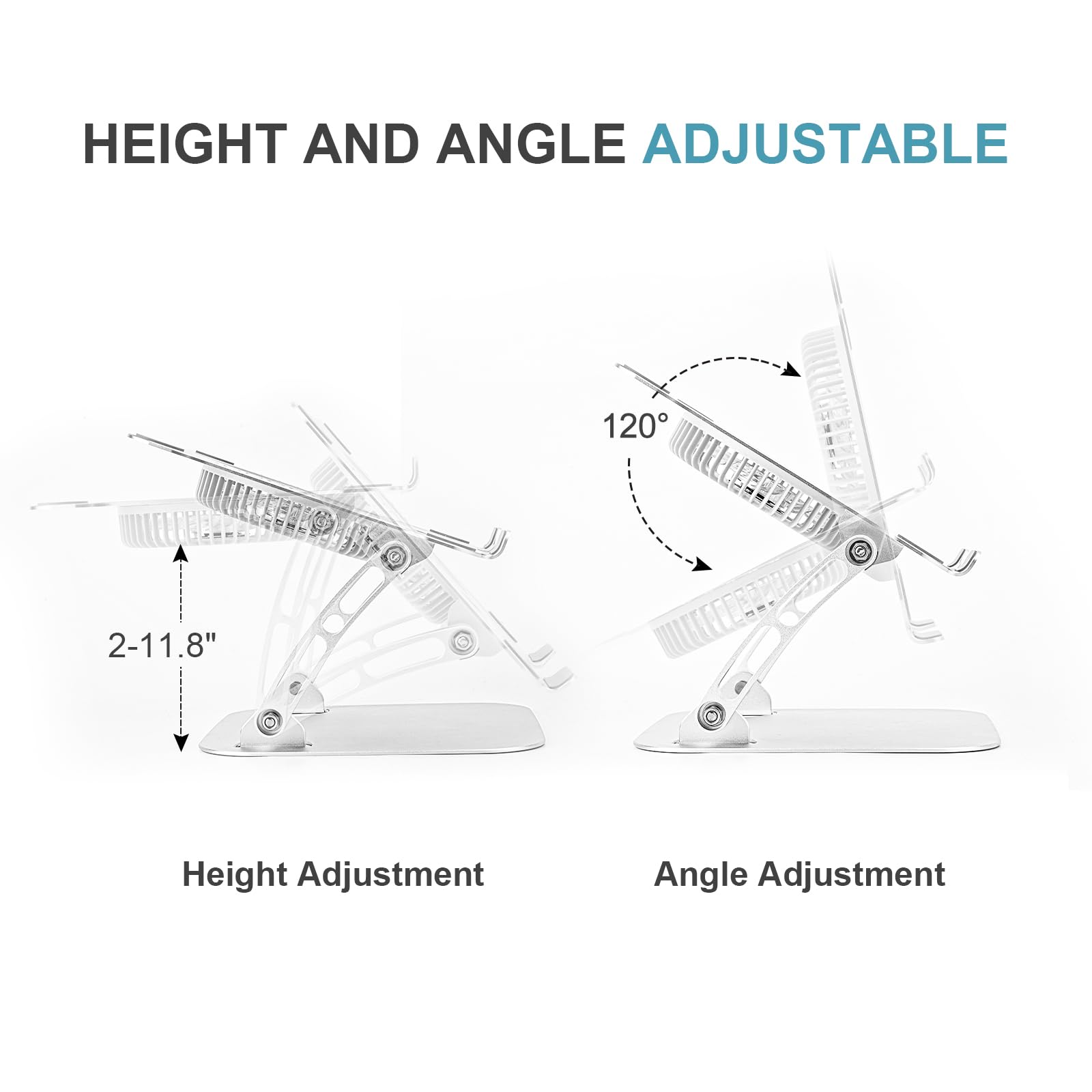 SHUWEI 360° Rotating Laptop Cooling Stand with 3 Speed Fan, Adjustable Height Laptop Stand for Desk, Ergonimic Aluminum Laptop Cooling Pad for 10-15'' Notebook - Silver