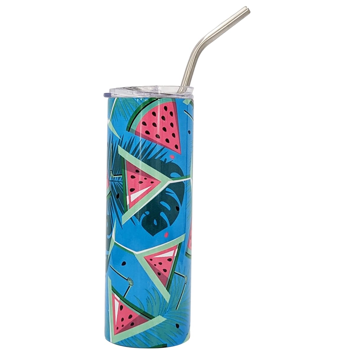 Siesta Drinkware - Personalized 20oz Mermaid and Sea Skinny Tumbler - Silicone Nonslip bottom and Double wall Vacuum Insulated - Stainless Steel (Watermelon)