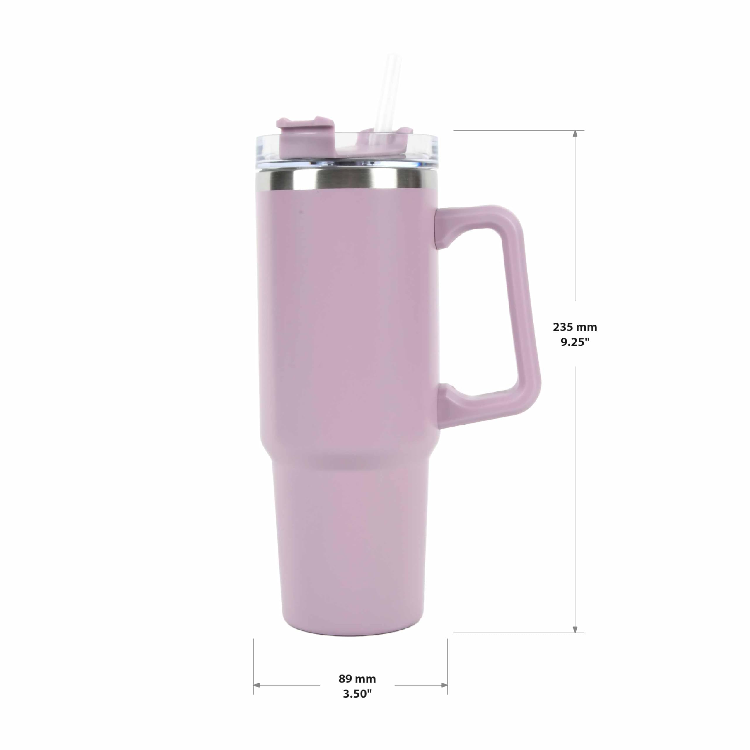Envie 30 oz Tumbler Mug with Lid and Straw, Reusable Insulated Mug with Handle, Stainless Steel Tumbler for Iced & Hot Beverages, Lavender