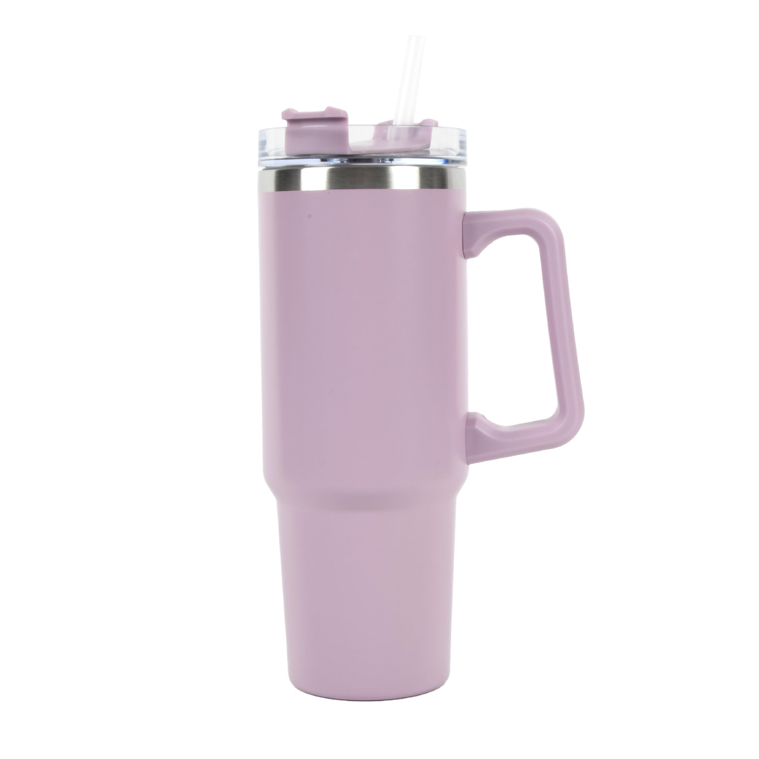 Envie 30 oz Tumbler Mug with Lid and Straw, Reusable Insulated Mug with Handle, Stainless Steel Tumbler for Iced & Hot Beverages, Lavender