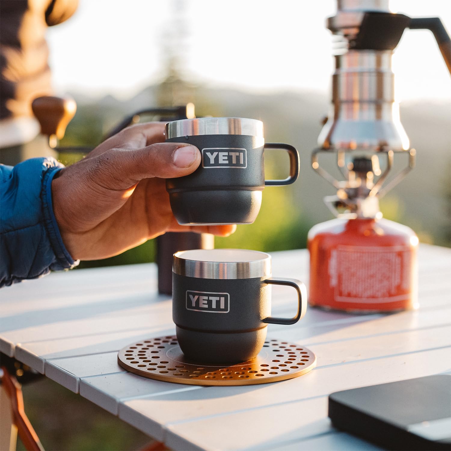 YETI Rambler 6 oz Stackable Mug, Stainless Steel, Vacuum Insulated Espresso/Coffee Mug, 2 Pack, Charcoal