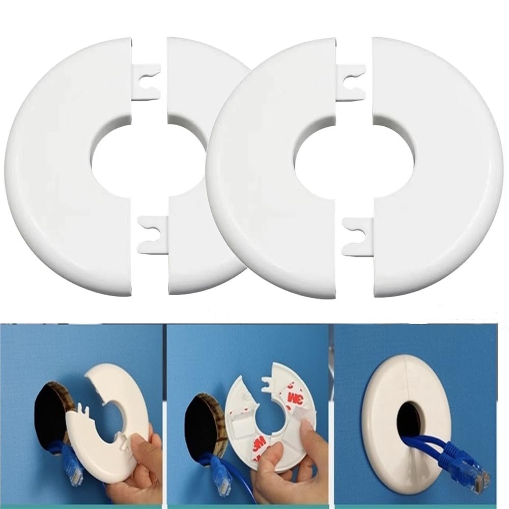 2 pcs Wall Split Flange Self-Adhesive tape Round Escutcheon Various pipes Plate Cover for Water Pipe Faucet Decoration Accessories (33mm/1.32in)