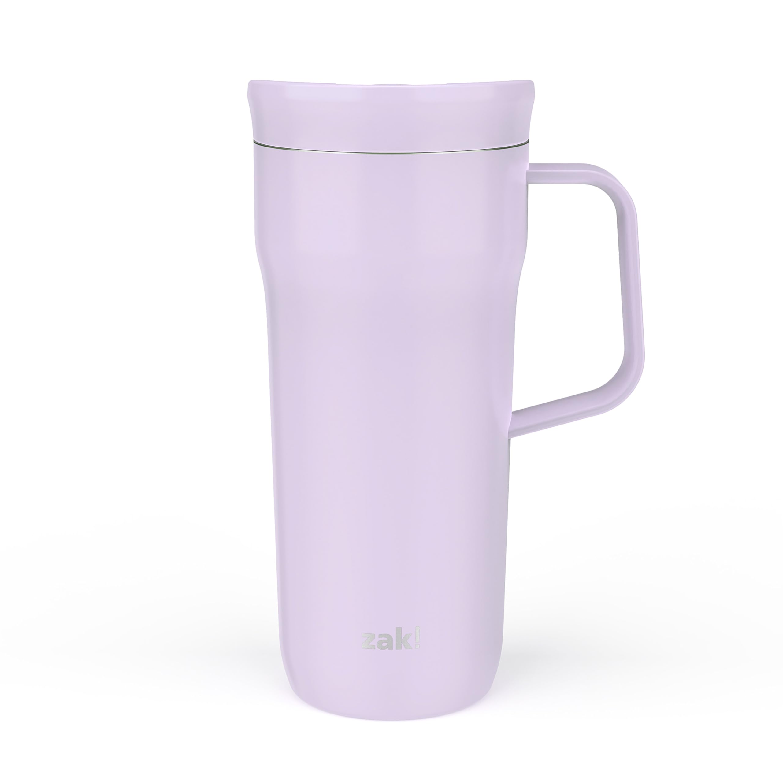 Zak Designs Harmony Tumbler for Travel or At Home, 20oz Recycled Stainless Steel is Splash-Proof and Vacuum Insulated with Slide Lid and Handle (Smoky Lilac Purple)