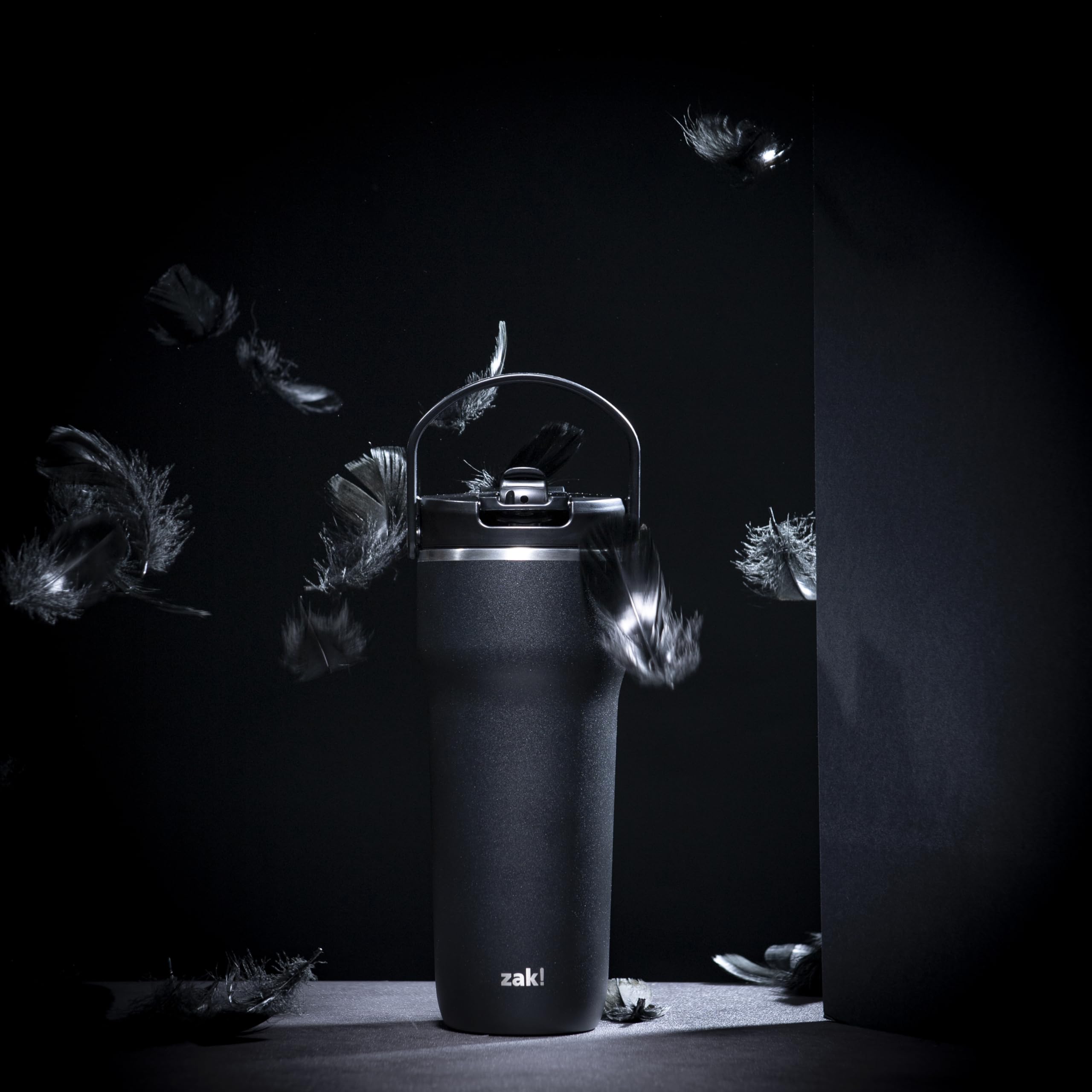 Zak Designs Harmony 2-in-1 Coffee Tumbler for Travel or At Home, 30oz Recycled Stainless Steel is Leak-Proof When Closed and Vacuum Insulated with Handle (Ebony Black)