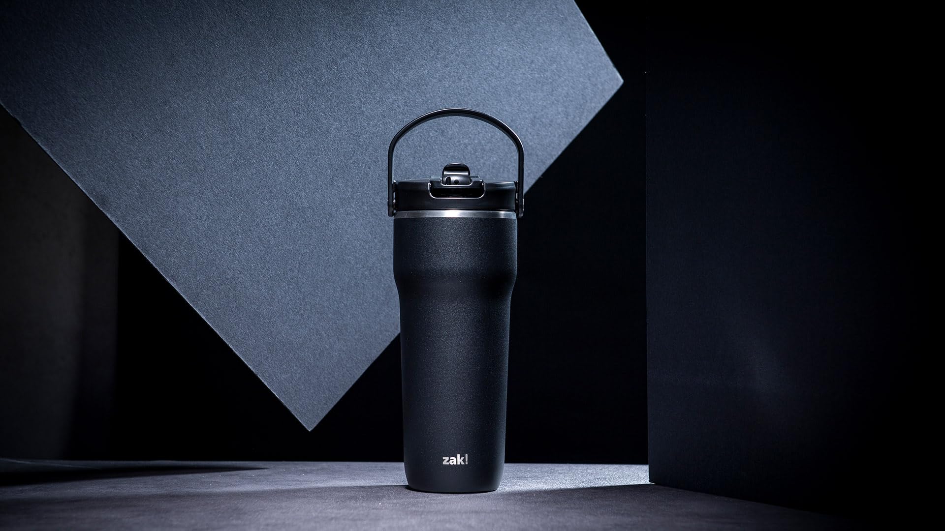 Zak Designs Harmony 2-in-1 Coffee Tumbler for Travel or At Home, 30oz Recycled Stainless Steel is Leak-Proof When Closed and Vacuum Insulated with Handle (Ebony Black)