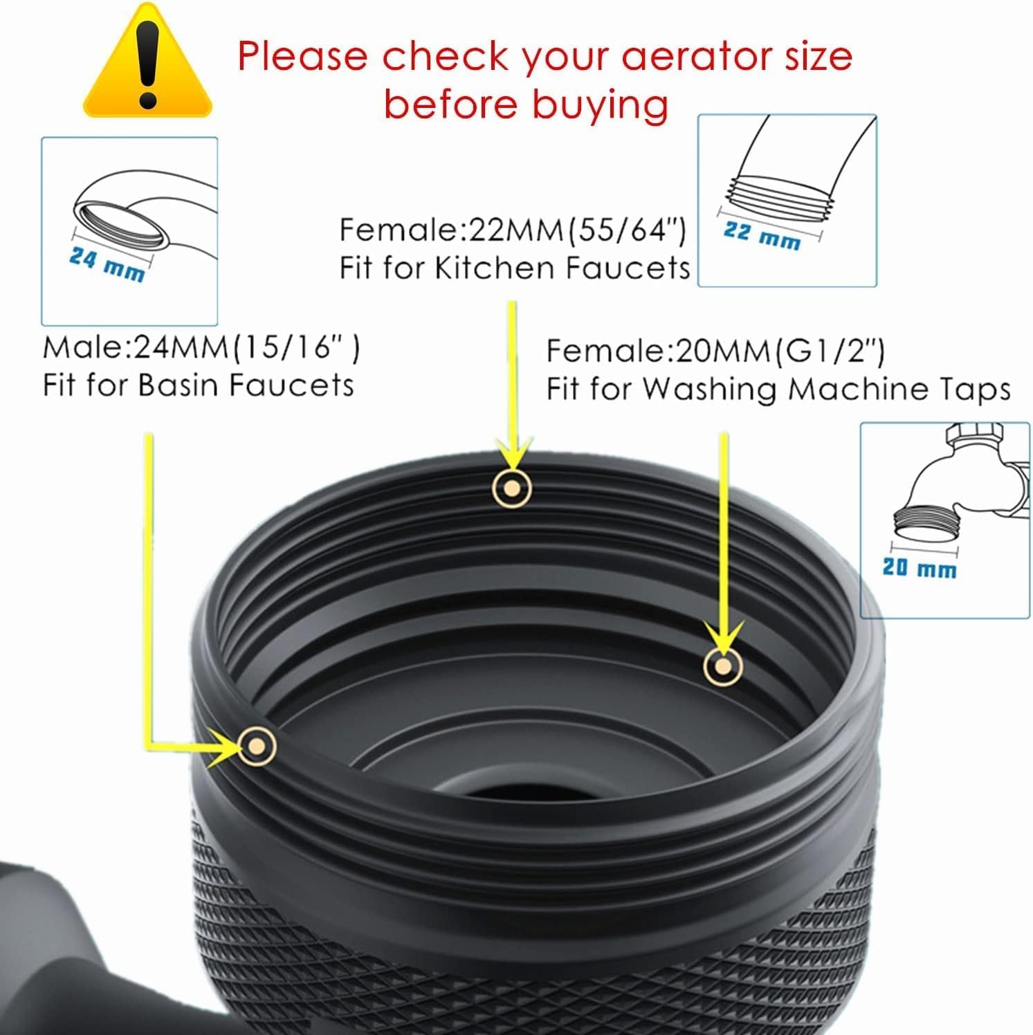 Techzm Faucet Extender 1080 Swivel Faucet Attachment Aerator Rotating Splash Filter Extension with Two Water Outlet Modes - Oil Rubbed Bronze