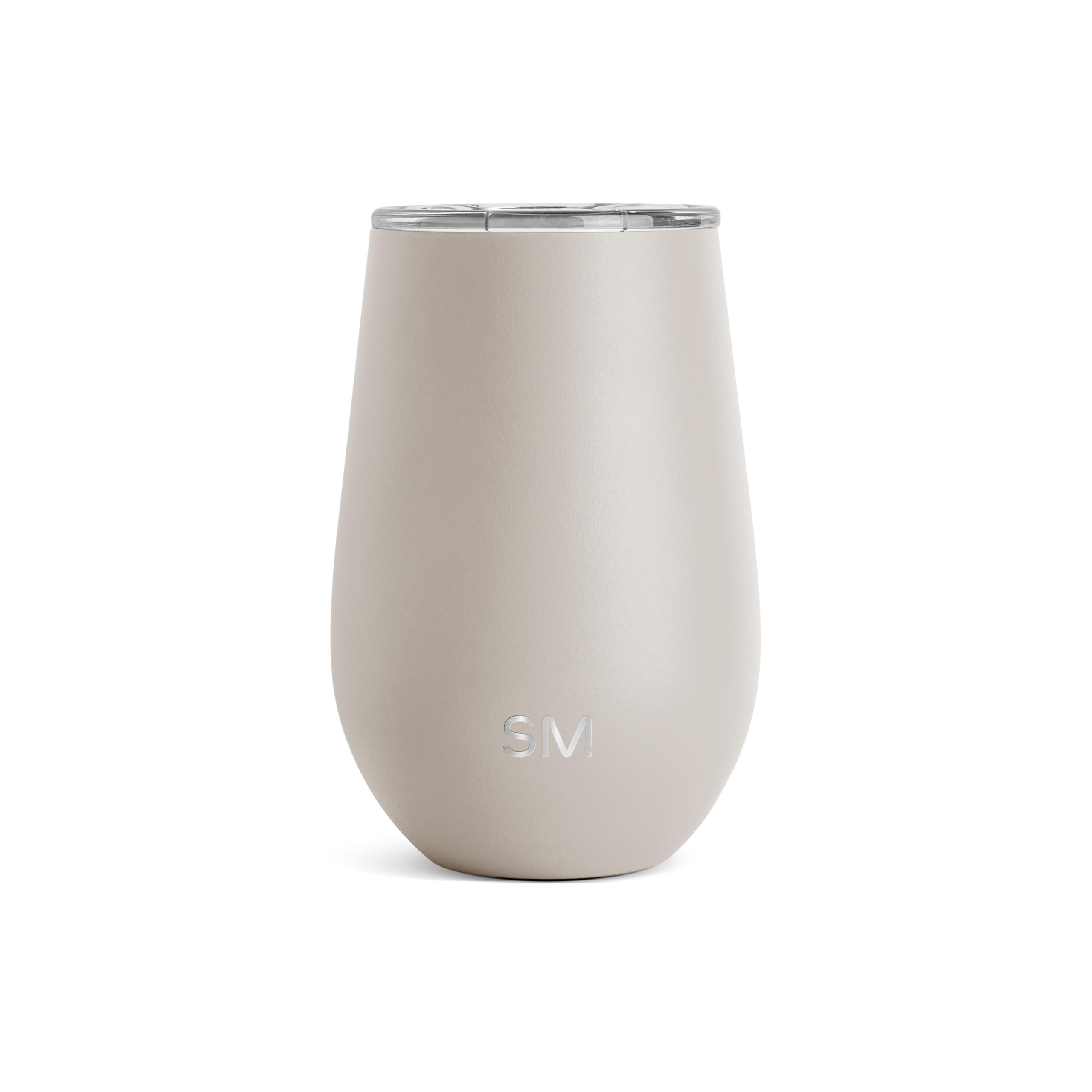 Simple Modern Wine Tumbler with Lid | Cute Stemless Glass Cup with Press-In Lid | Insulated Stainless Steel Coffee Mug | Gifts for Women Men Him Her | Spirit Collection | 12oz | Almond Birch