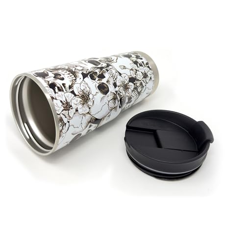 ENGEL 22oz Halloween White Skull Vacuum Insulated Tumbler with leak-proof lid and non-skid rubber base