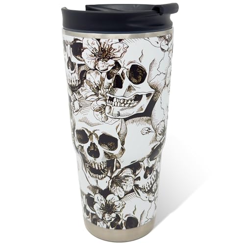 ENGEL 22oz Halloween White Skull Vacuum Insulated Tumbler with leak-proof lid and non-skid rubber base