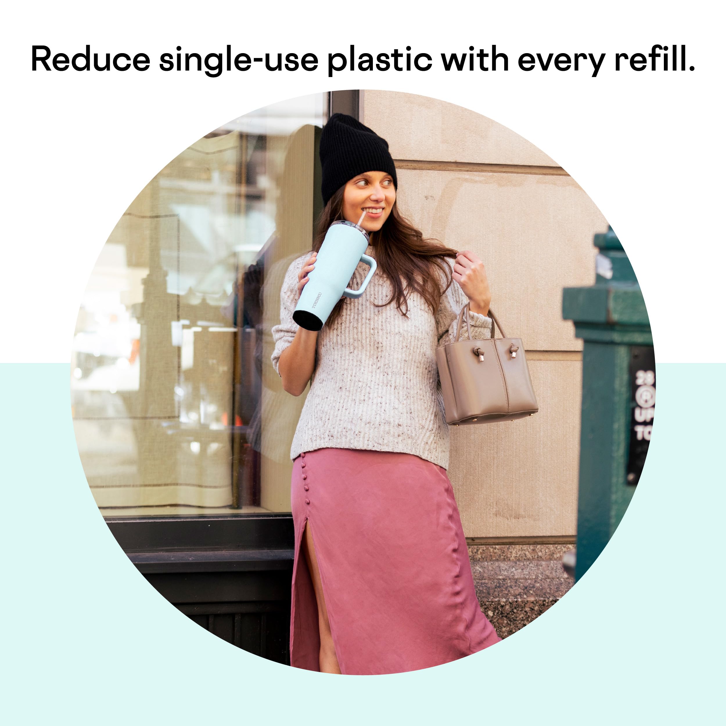 Corkcicle Tumbler With Straw and Handle, Reusable Water Bottle, Triple Insulated Travel Mug, BPA Free, Keeps Beverages Cold for 12 Hours and Hot for 5 Hours, Gloss Powder Blue, 40 oz