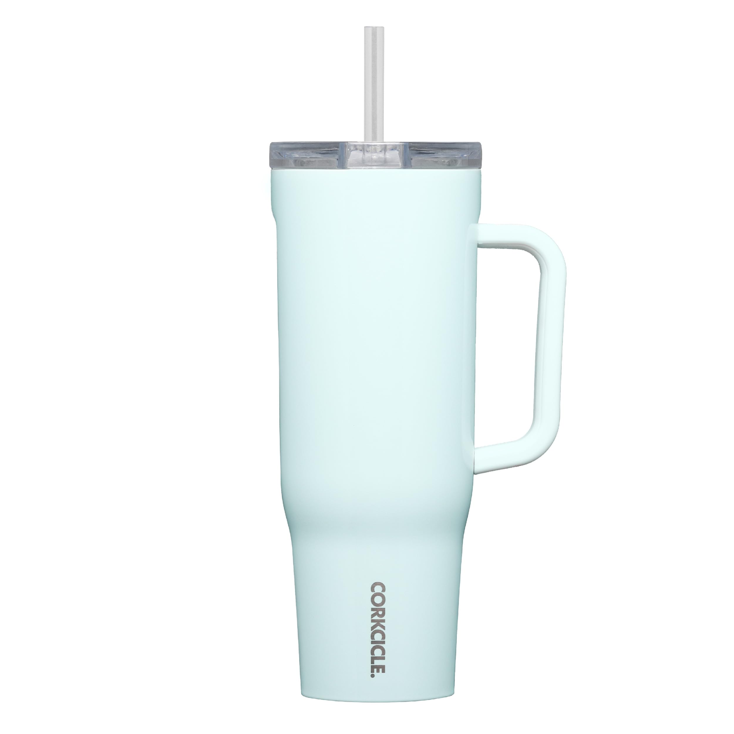Corkcicle Tumbler With Straw and Handle, Reusable Water Bottle, Triple Insulated Travel Mug, BPA Free, Keeps Beverages Cold for 12 Hours and Hot for 5 Hours, Gloss Powder Blue, 40 oz