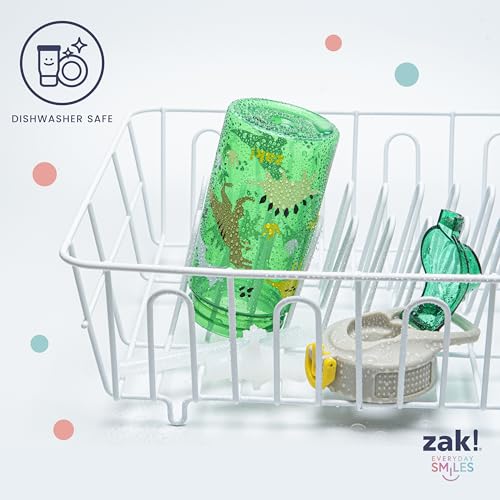 Zak Designs Sage Minecraft Kids Water Bottle For School or Travel, 16oz Durable Plastic Water Bottle With Straw, Handle, and Leak-Proof, Pop-Up Spout Cover (Creeper)