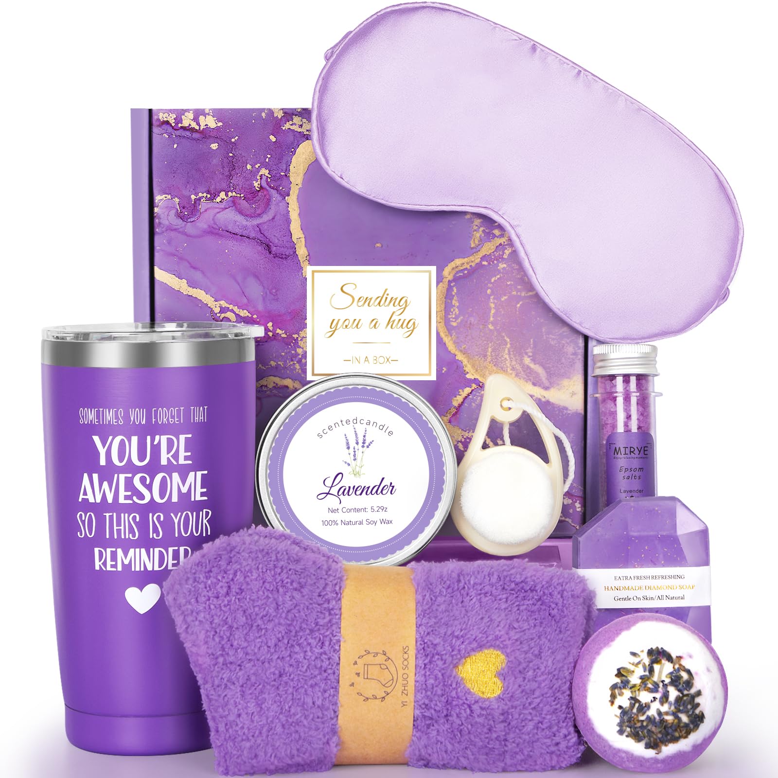 Birthday Gifts for Women, 9pcs Unique Gifts for Women, Relaxing Spa Gift Baskets for Women, Valentines Day Gifts for Her Friendship Mom Sister Wife Coworker Teacher Friends Female