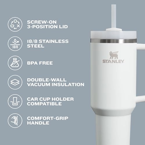 Stanley Quencher H2.0 Tumbler with Handle and Straw 30 oz | Flowstate 3-Position Lid | Cup Holder Compatible for Travel | Insulated Stainless Steel Cup | BPA-Free | Lilac