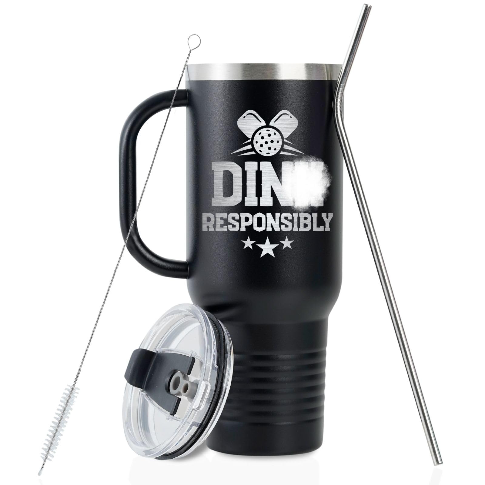 Onebttl Pickleball Gifts for Women/Men, Gifts for Pickleball Lovers, Insulated 40oz Stainless Steel Tumbler with Handle, DINK RESPONSIBLY
