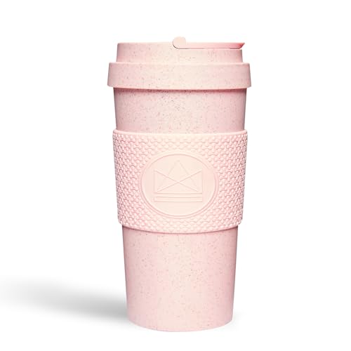 Neon Kactus Travel Coffee Mug| Double-Walled, Reusable Coffee Cup with Leakproof Lid (Wheat Straw - Pink Flamingo, 16oz (Pack of 1))