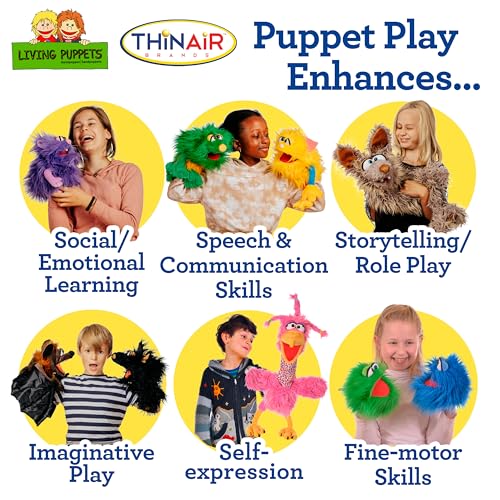 Living Puppets - Cheeks The Pink Chicken, 14 Inch Plush Hand Puppet for Boys and Girls