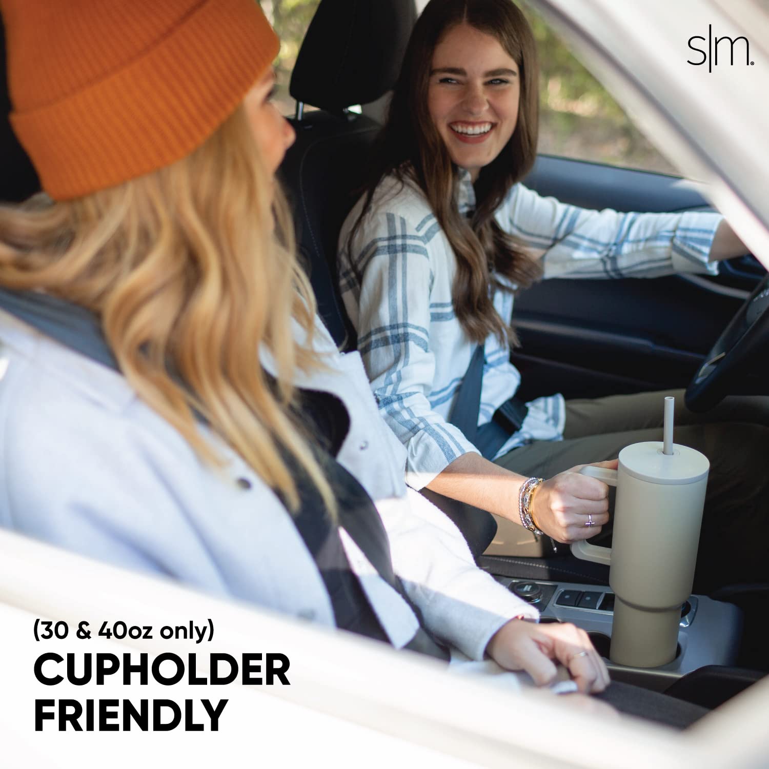 Simple Modern 40 oz Trek Tumbler with Handle and Straw Lid | Cup Holder Friendly Insulated Stainless Steel Travel Mug | Strawberry Fields