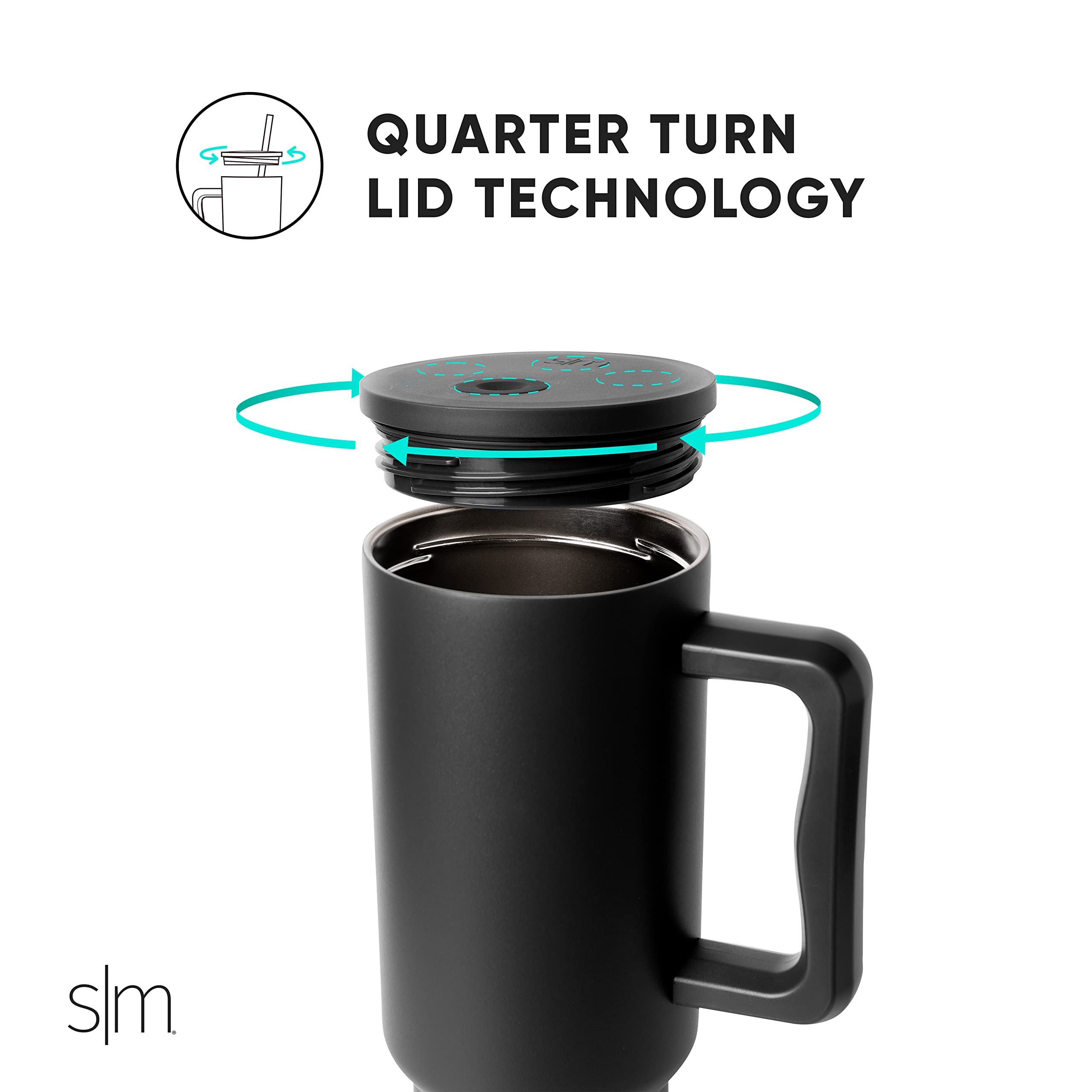 Simple Modern 40 oz Trek Tumbler with Handle and Straw Lid | Cup Holder Friendly Insulated Stainless Steel Travel Mug | Strawberry Fields