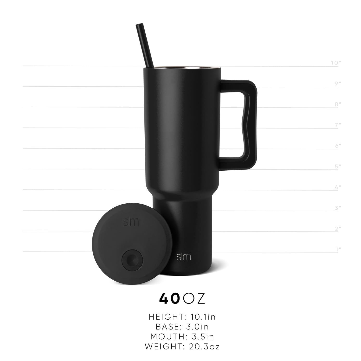 Simple Modern 40 oz Trek Tumbler with Handle and Straw Lid | Cup Holder Friendly Insulated Stainless Steel Travel Mug | Strawberry Fields