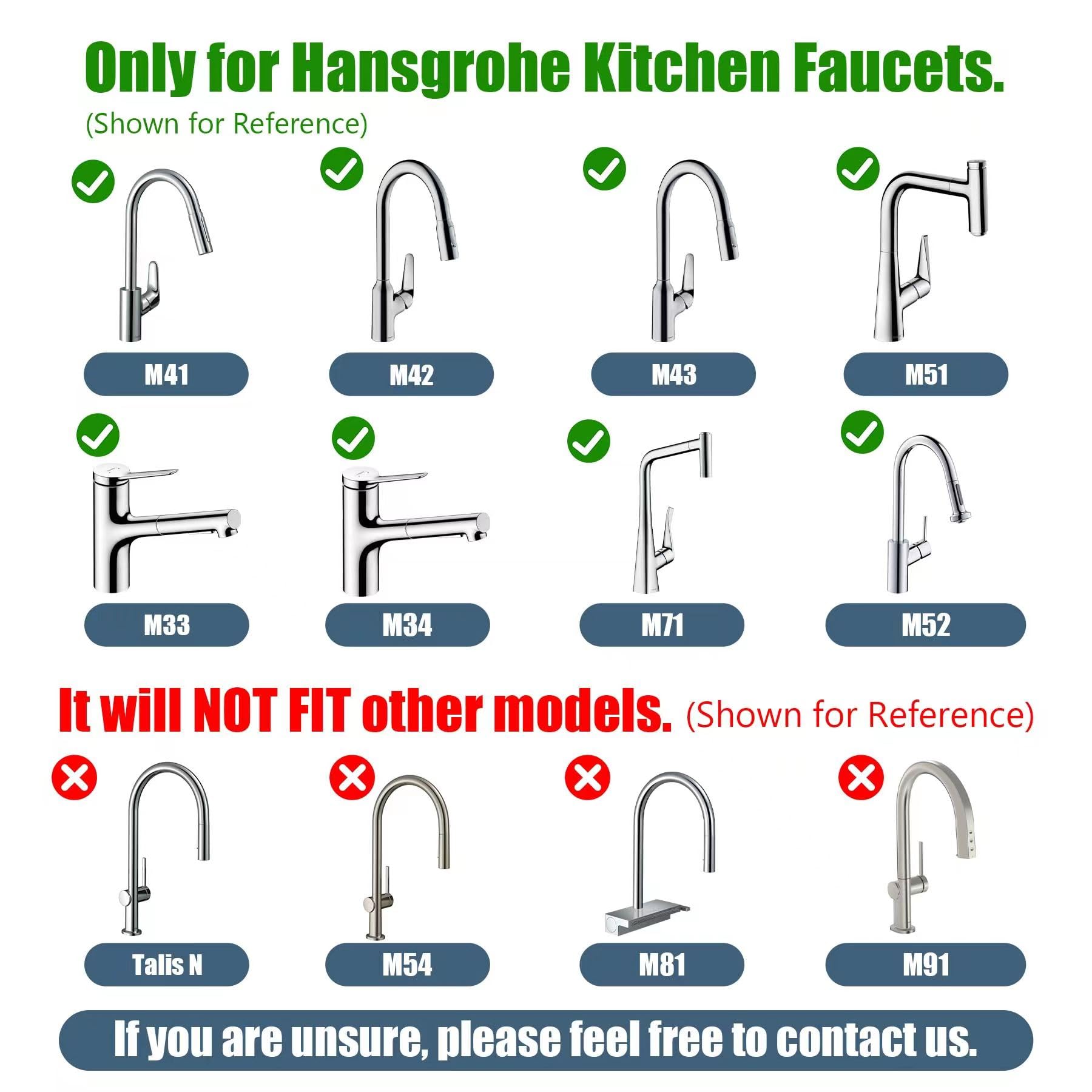Kitchen Faucet Hose for Hansgrohe Replacement Parts 95507000, Pull out and Down Hose for Kitchen Faucet Sink Hose Attachment 95506000 for faucet Sprayer, 59inch
