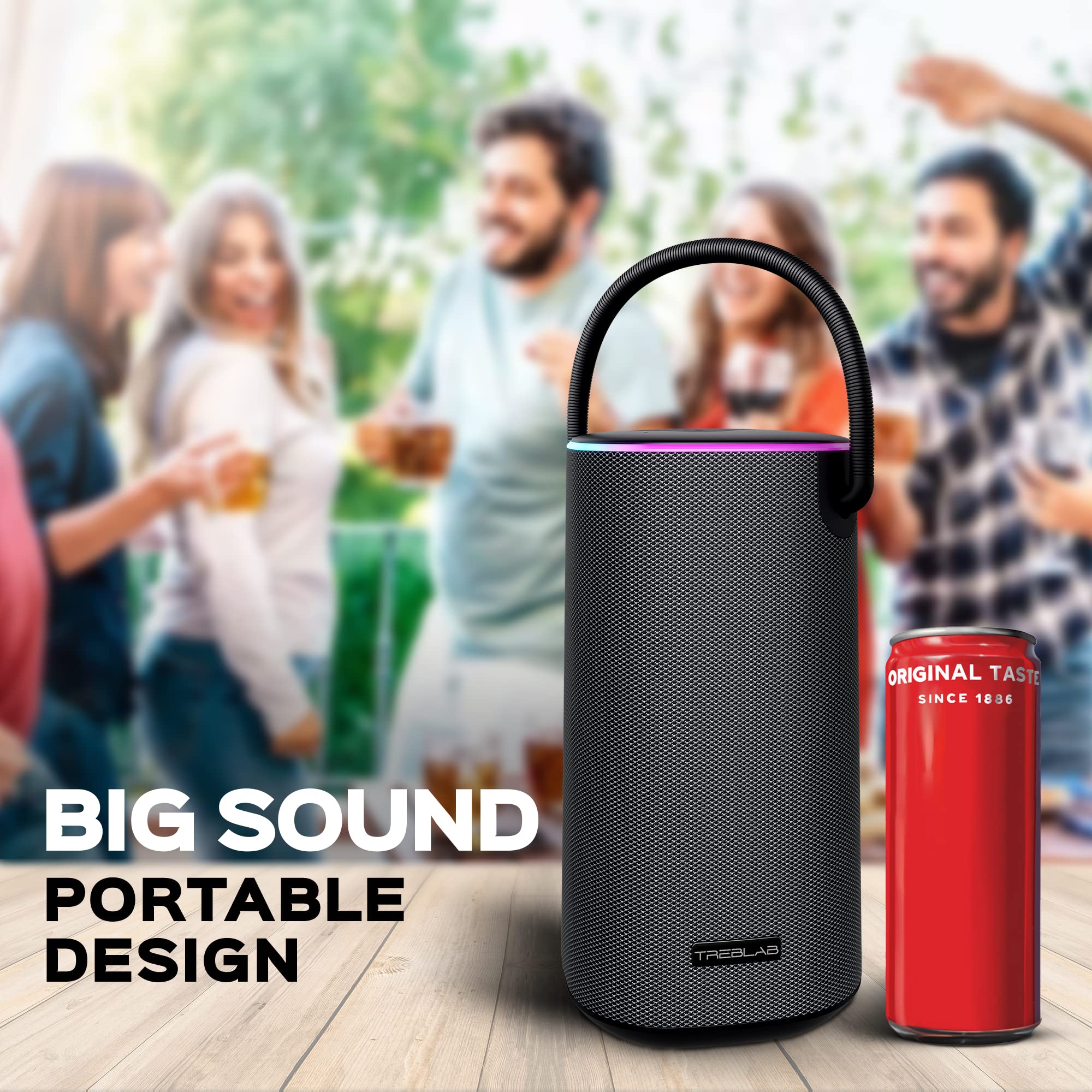 TREBLAB HD-Force - Loud Bluetooth Speaker - 50W Stereo Sound w/Bass, 25H Battery, IPX6 Waterproof, TWS Mode - Wireless Speaker w/Powerbank - Graphite (Renewed)