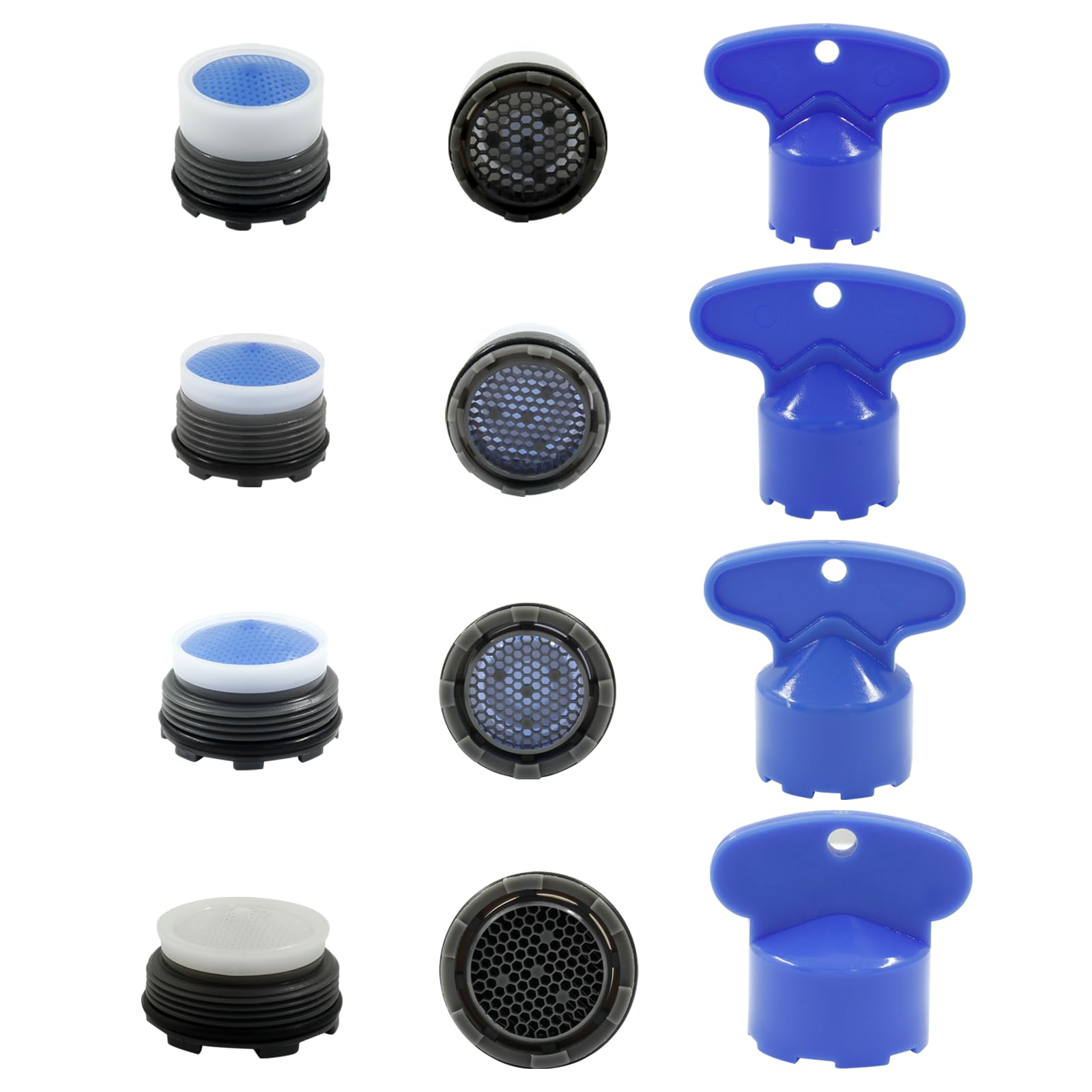 HARSKIYER 12 Pcs Faucet Aerator Set, 4 Sizes Water Saving Bubbler Sink Aerator with Cache Key Removal Tool, Gasket & Filter Restrictor for Kitchen Bathroom Faucets(M16.5, M18.5, M21.5 and M24)