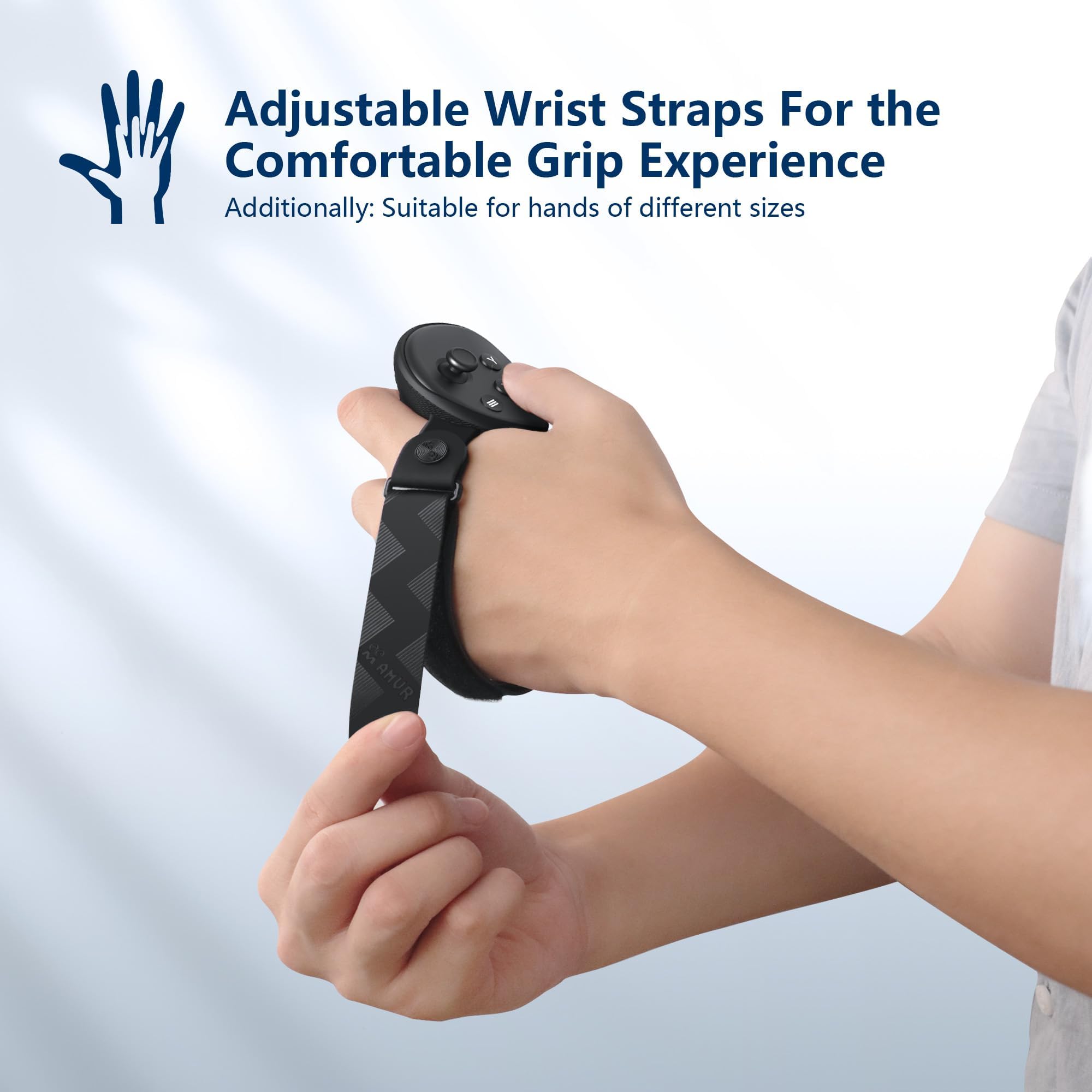 AMVR Upgraded Controller Grips Cover Compatible with Meta/Oculus Quest 3S/Quest 3 Accessories, with Battery Opening Cover and Knuckle Straps Protector