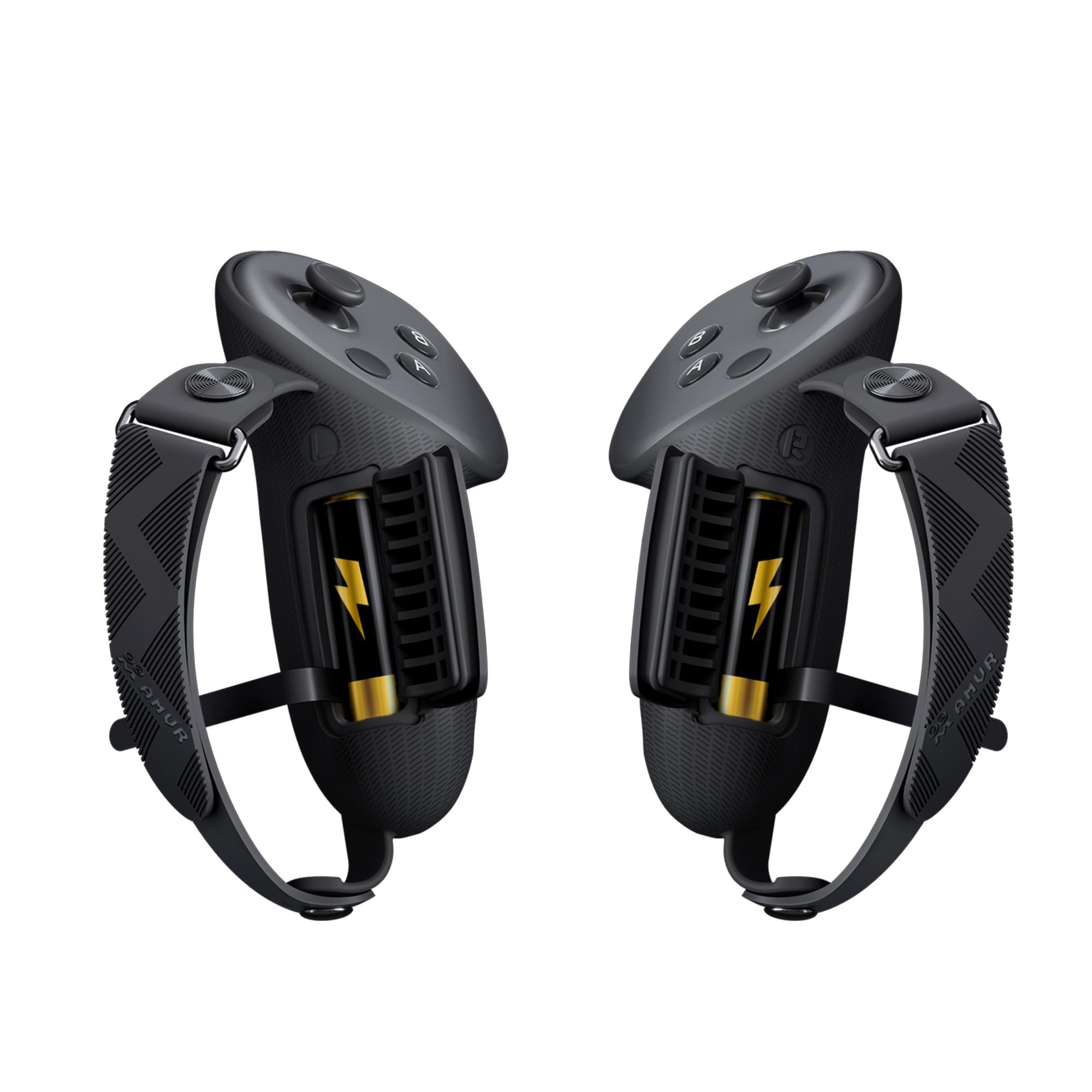 AMVR Upgraded Controller Grips Cover Compatible with Meta/Oculus Quest 3S/Quest 3 Accessories, with Battery Opening Cover and Knuckle Straps Protector