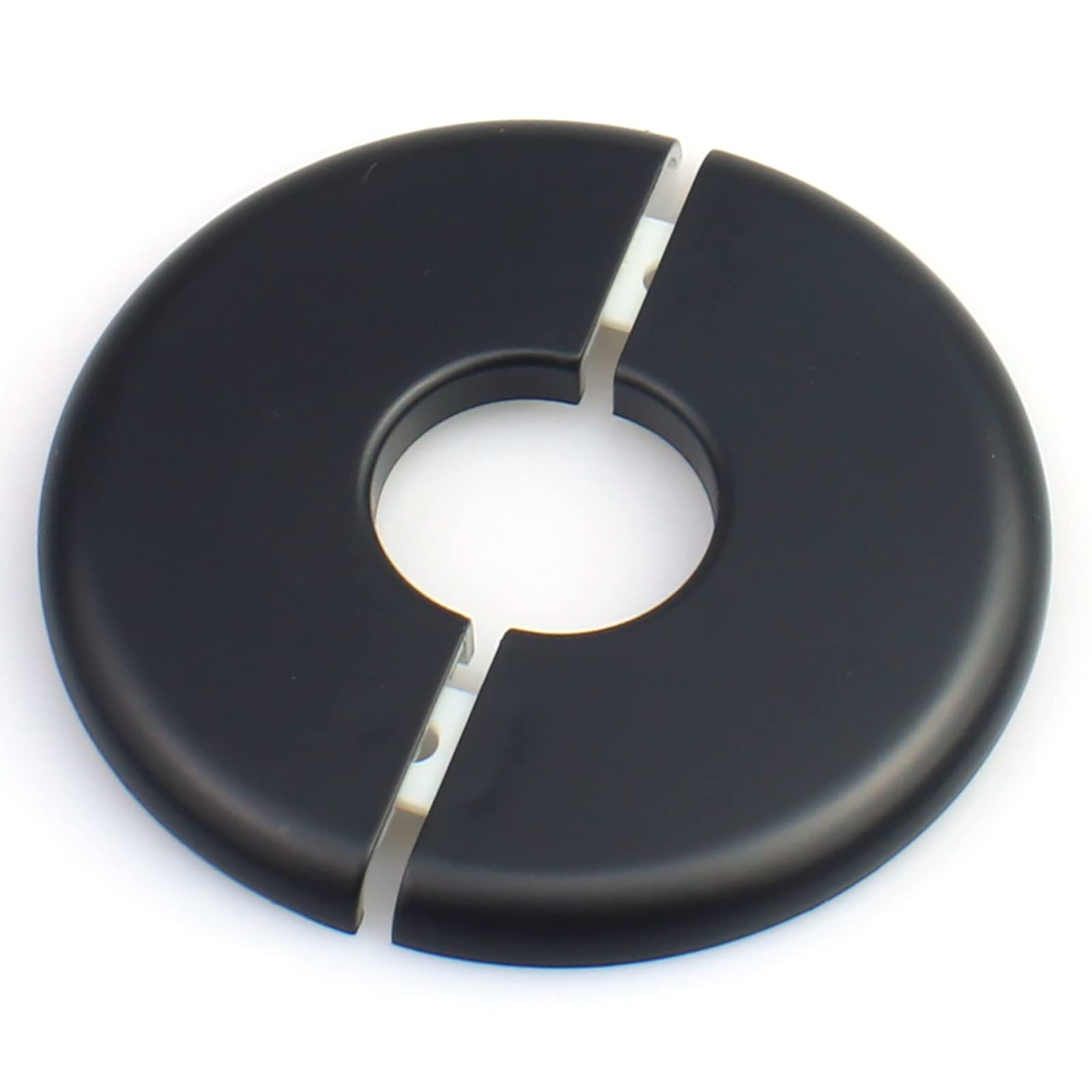 FDXGYH 2 Pcs ID 1.73 Inch ABS Wall Split Flange Self-Adhesive tape Round Escutcheon Plate Cover for Water Pipe Faucet Decoration Accessories [Black]