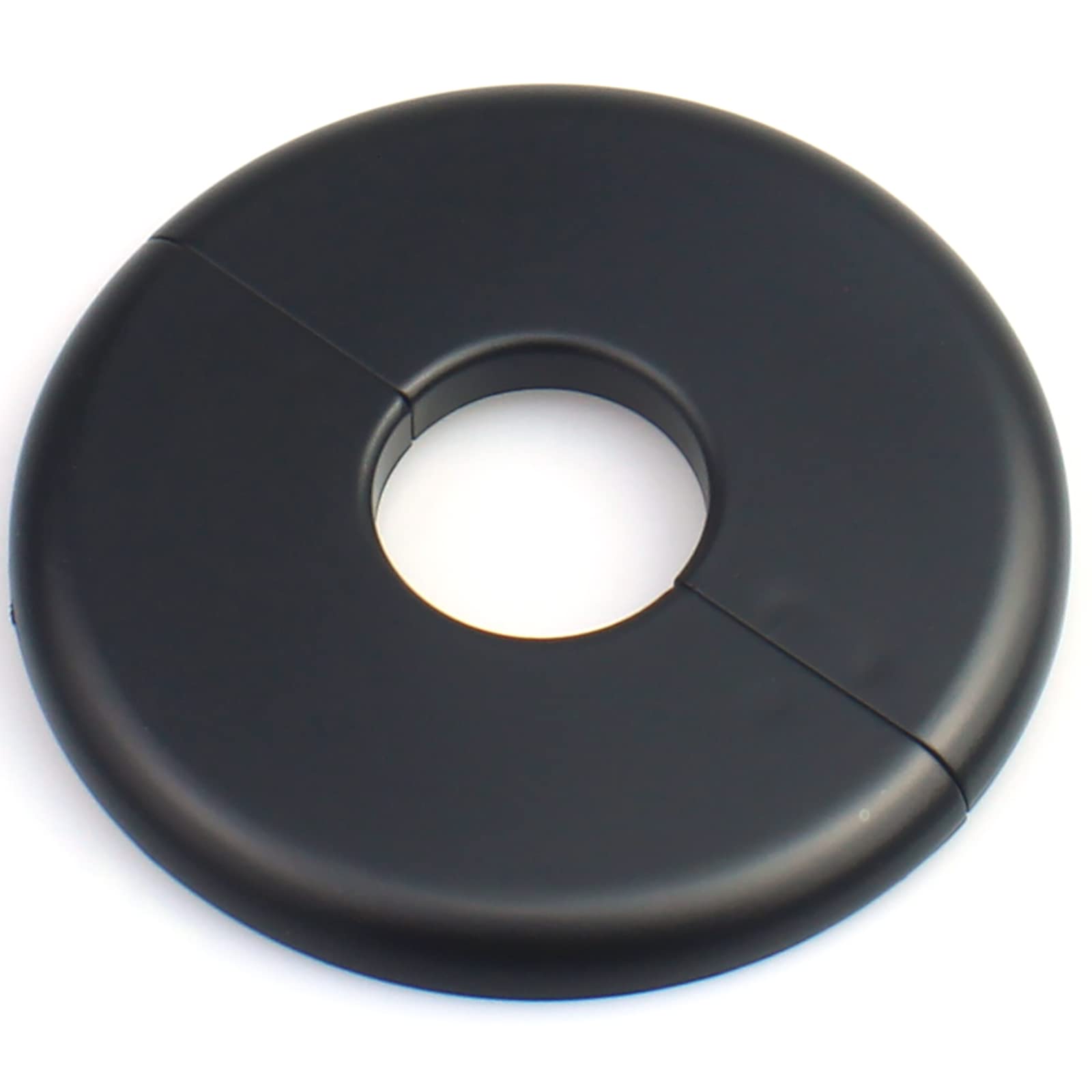 FDXGYH 2 Pcs ID 1.73 Inch ABS Wall Split Flange Self-Adhesive tape Round Escutcheon Plate Cover for Water Pipe Faucet Decoration Accessories [Black]