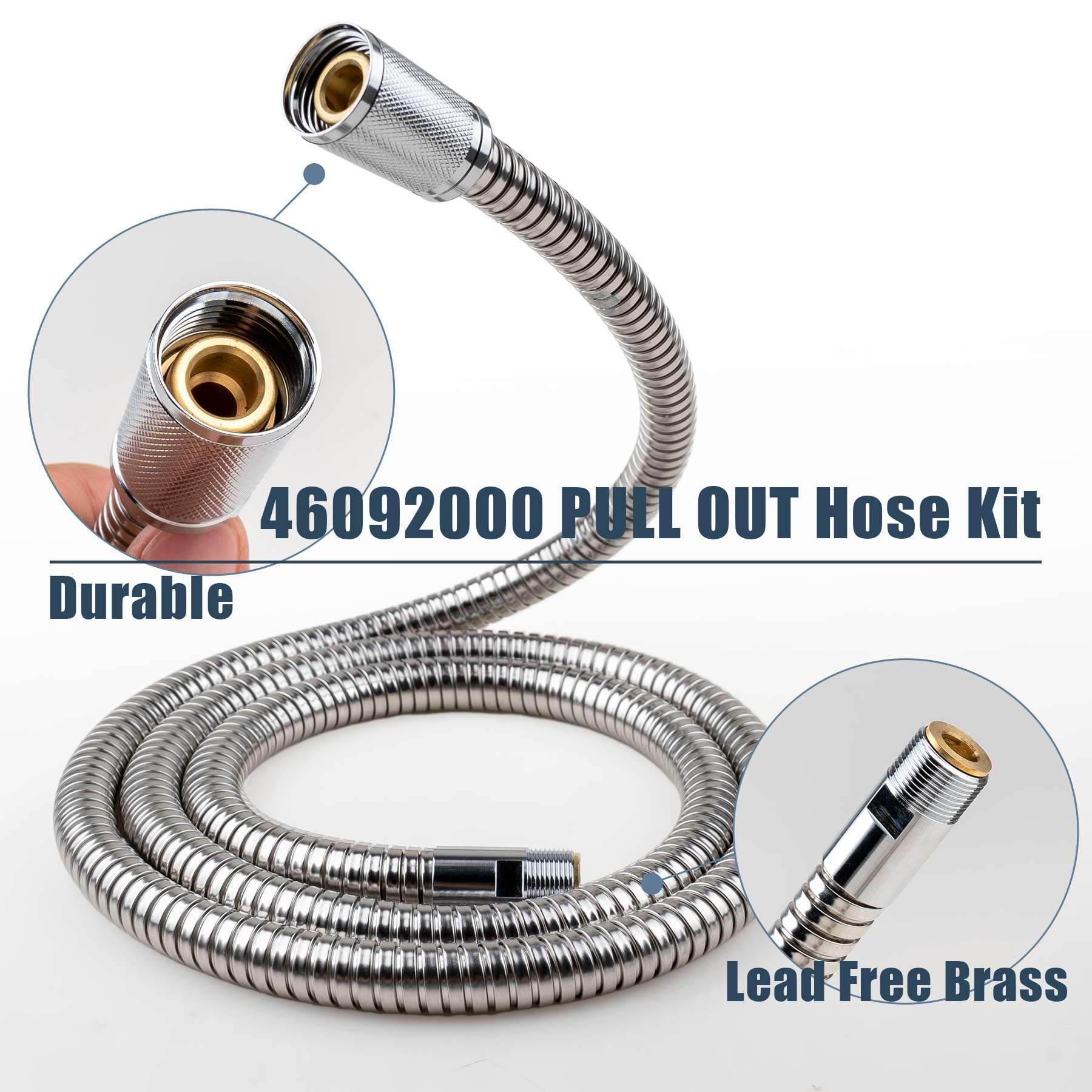 Faucet Hose for Grohe Kitchen Faucet Parts 46174000/46092000/46592000, Grohe Replacement Parts Hose with 3 Connect Adapters 48293000, Pull Down Faucet Hose Replacement, 59 inches