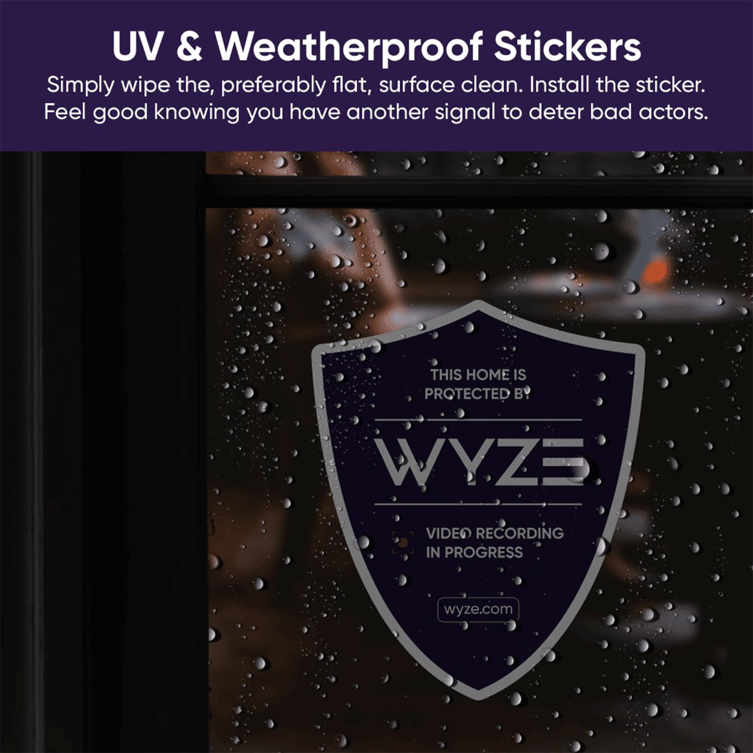 Wyze UV Waterproof Reflective Security Stickers, Security Camera Signs for Windows, Video Surveillance Sticker Outdoor Compatible for Wyze Home Security System, Pack of 2 (8.5” x 10” and 10” x 12”)
