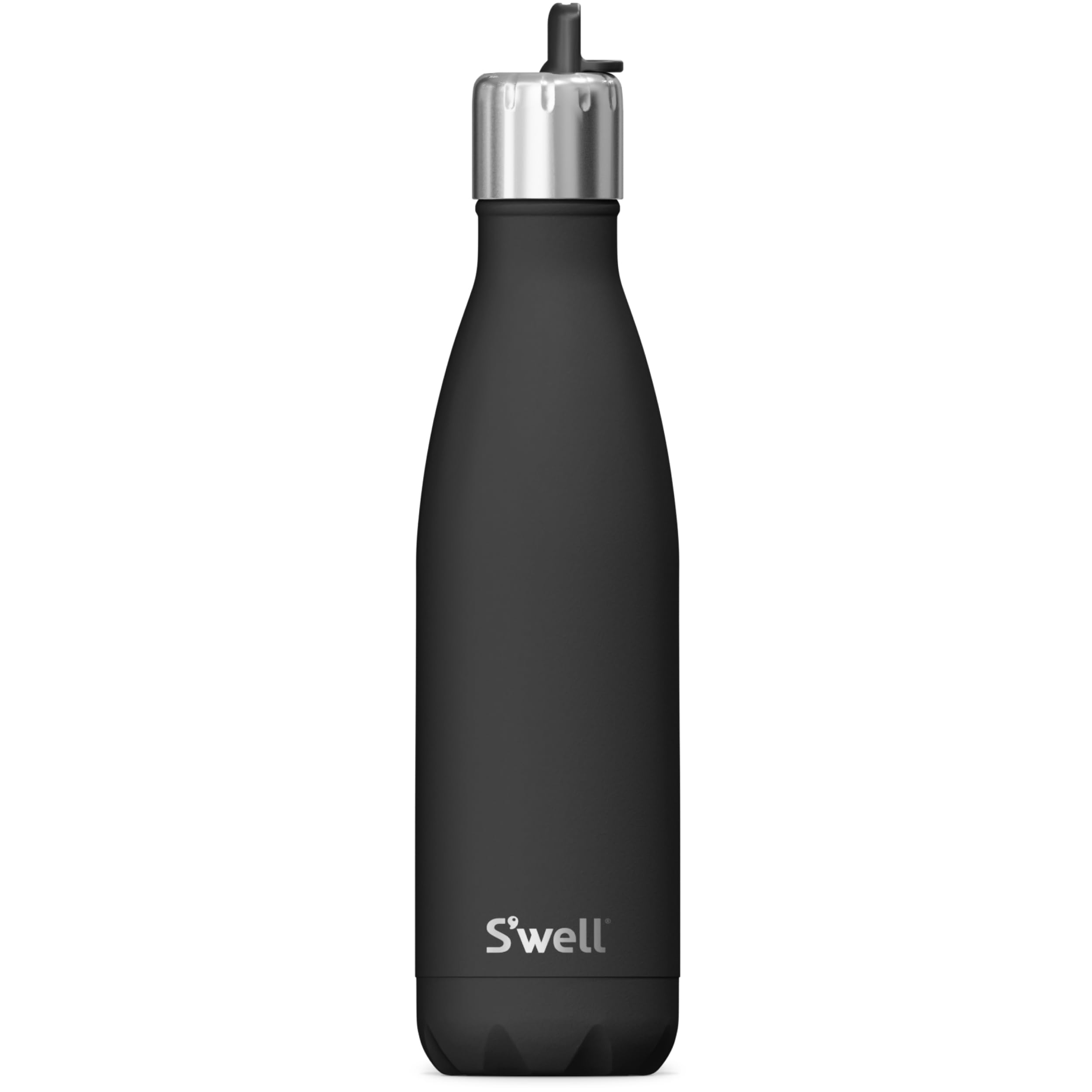S'well Stainless Steel Water Bottle with Flip Straw Cap, 17oz, Onyx, Triple Layered Vacuum Insulated Containers Keeps Drinks Cold for 36 Hours and Hot for 10, BPA Free, Perfect for On the Go