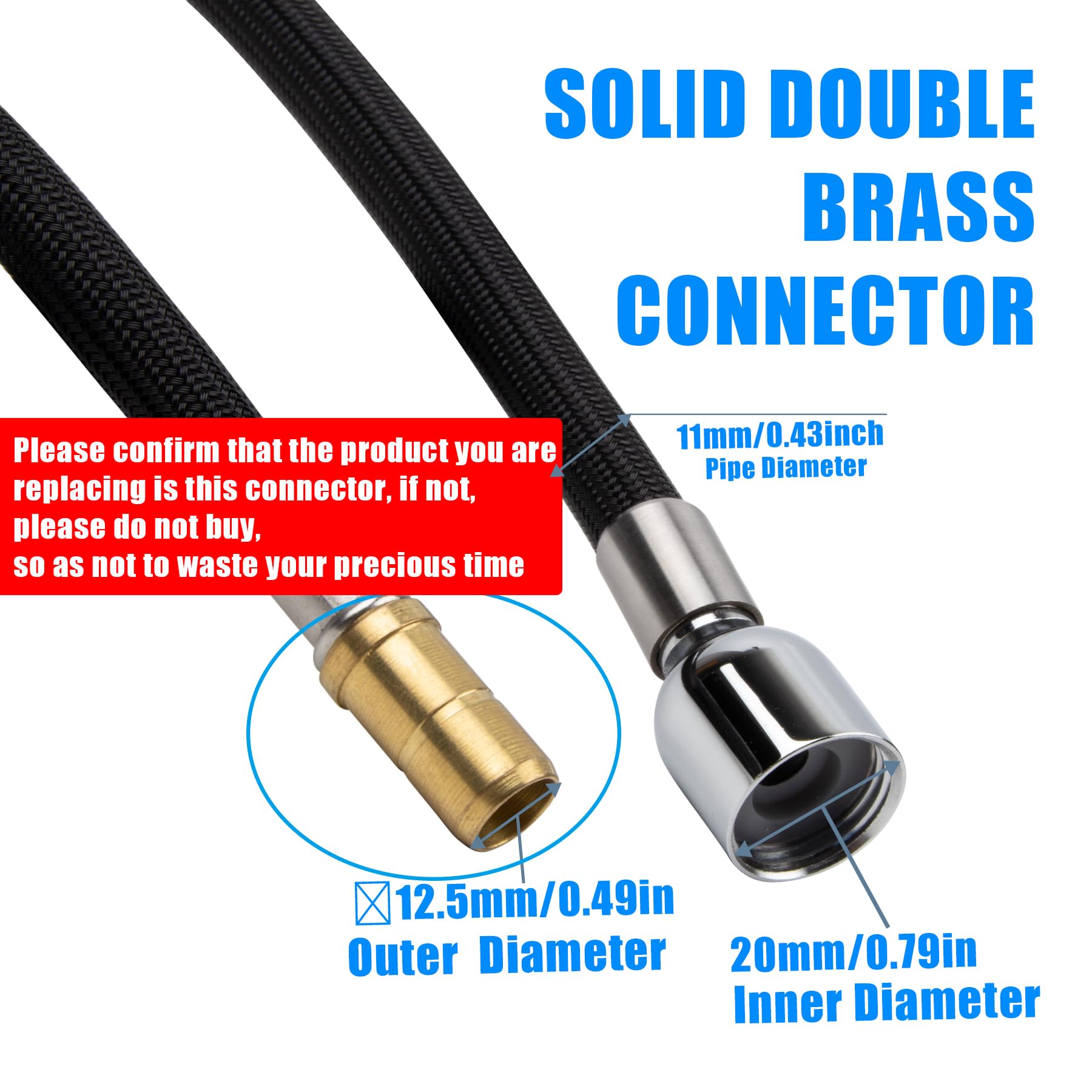 Faucet Hose Kohler Parts Replacement K-1219935-BC Pull-Down Hose For Sink 67-Inch Bright Chrome Finish Pull-Out Kitchen Faucet Replacemnet Kohler Part K-1304674-BC