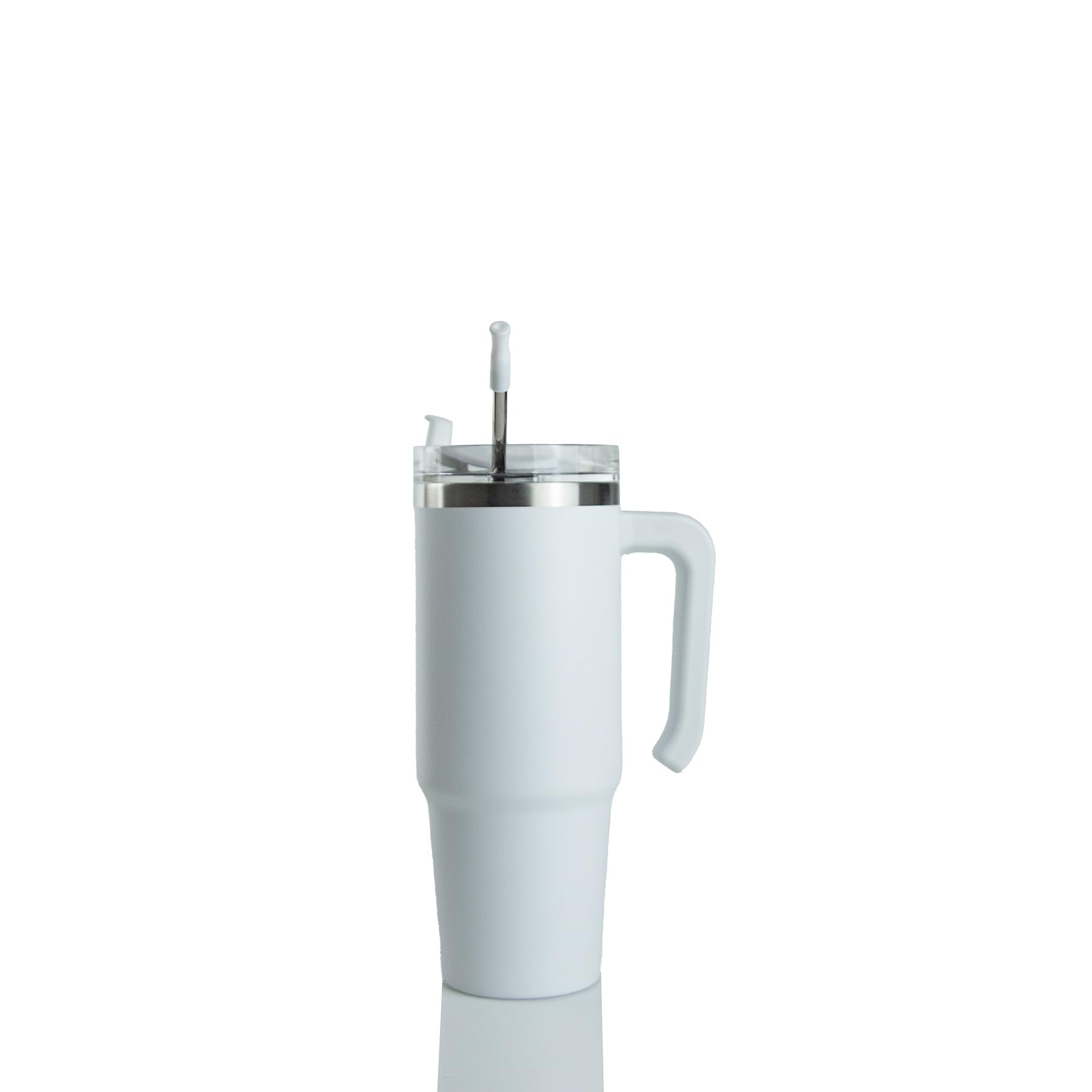 Hogg 30oz Grippy Tumbler with Removable Handle, Lid, and Stainless Steel Straw, DIY, Customizable, Double Wall Insulated Tumblers (White)