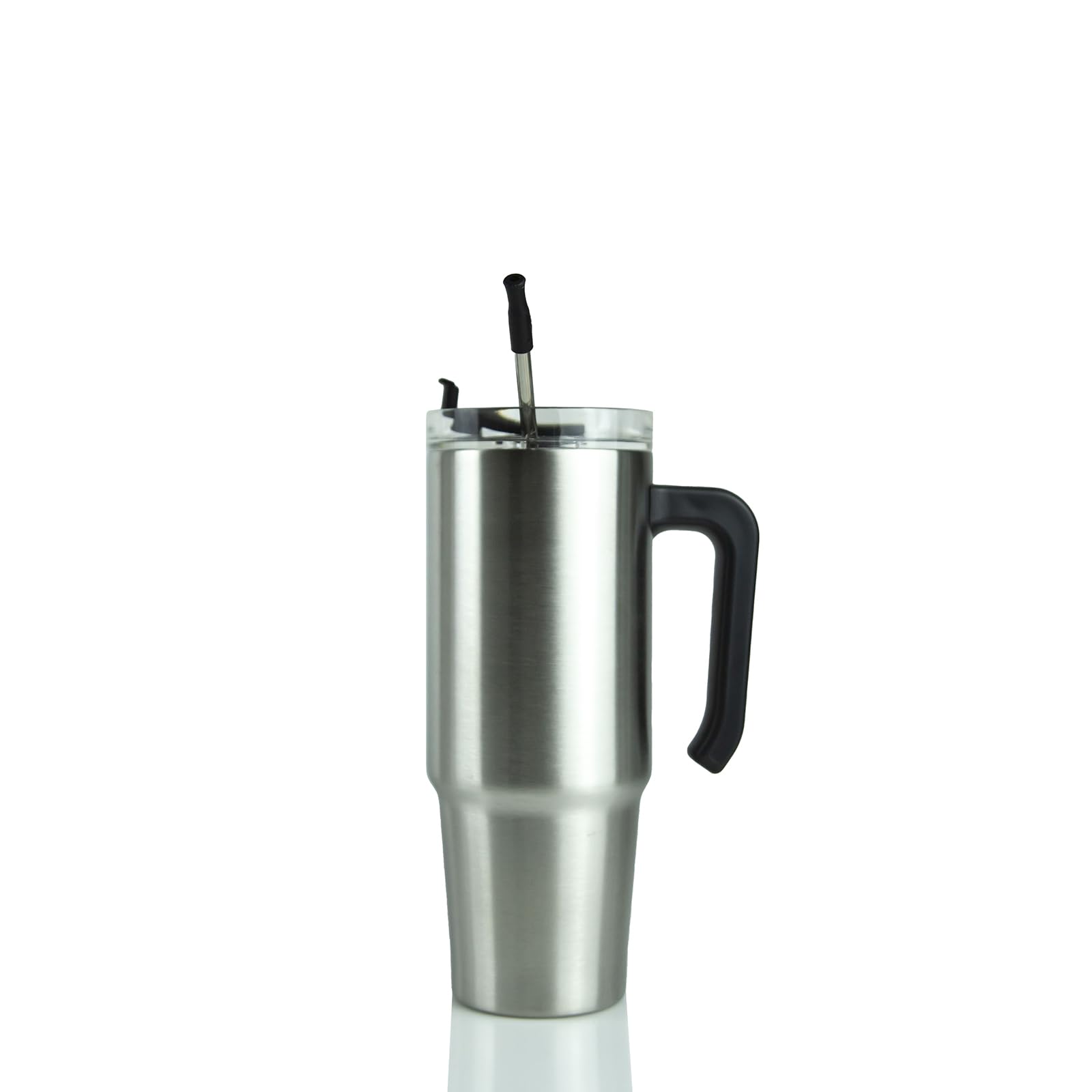 Hogg 30oz Grippy Tumbler with Removable Handle, Lid, and Stainless Steel Straw, DIY, Customizable, Double Wall Insulated Tumblers (Silver)