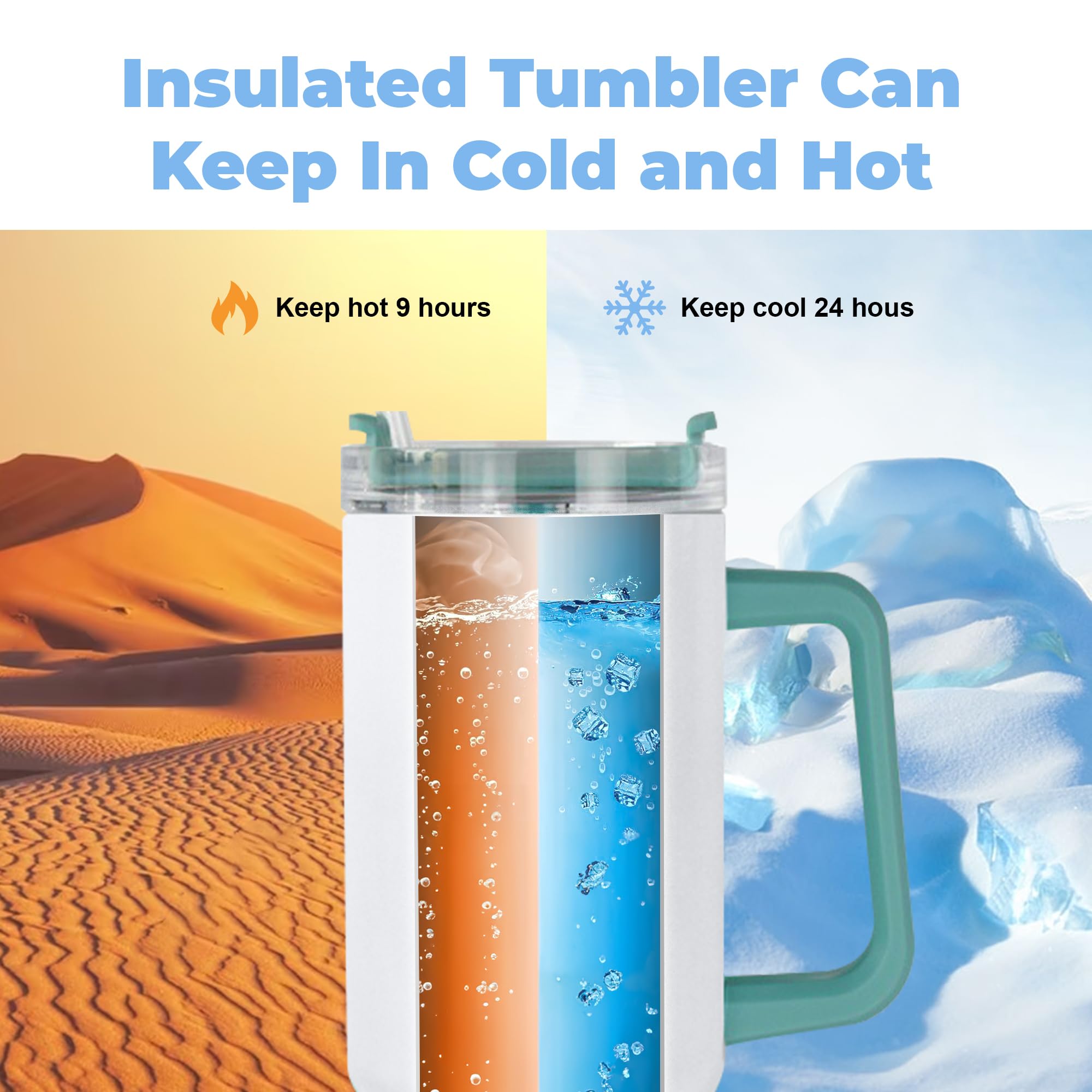 sweet grain 40 oz Sublimation Tumbler with Handle 12 Pack Sublimation Tumblers Blanks Bulk Leak-proof Lid and Straw Insulated Stainless Steel Travel Mug Keeps Cold for 34 Hours (Black)