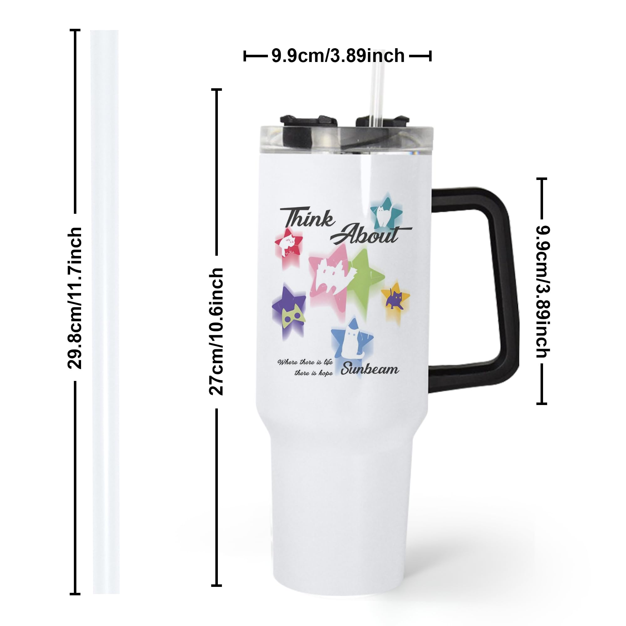 sweet grain 40 oz Sublimation Tumbler with Handle 12 Pack Sublimation Tumblers Blanks Bulk Leak-proof Lid and Straw Insulated Stainless Steel Travel Mug Keeps Cold for 34 Hours (Black & White)